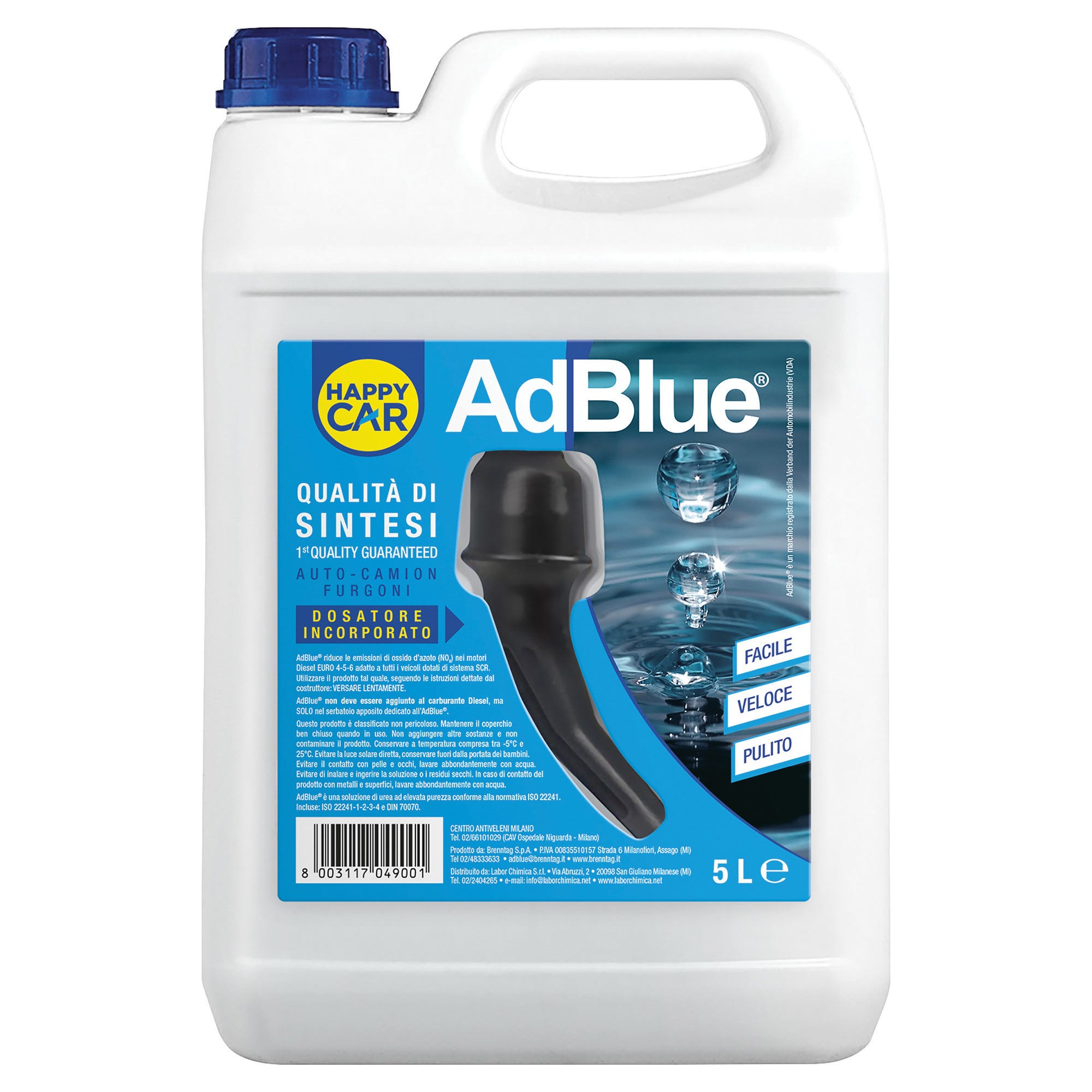 LIQUIDO AD BLUE 5 l HAPPY CAR CON BECCUCCIO
