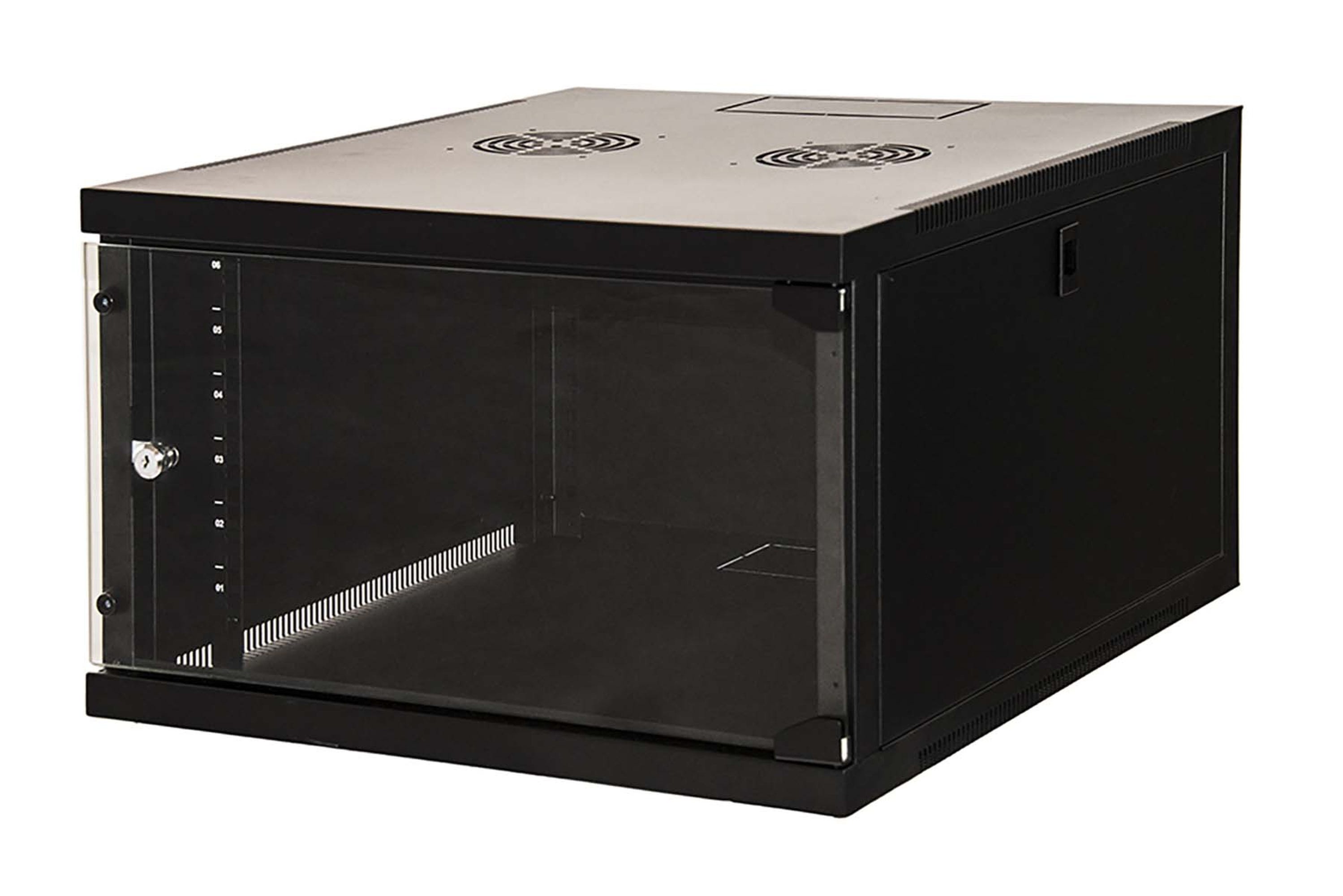 QUADRO RACK FANTON DA PARETE 19'' 6 UNITA' PORTA ANTERIORE IN VETRO ...