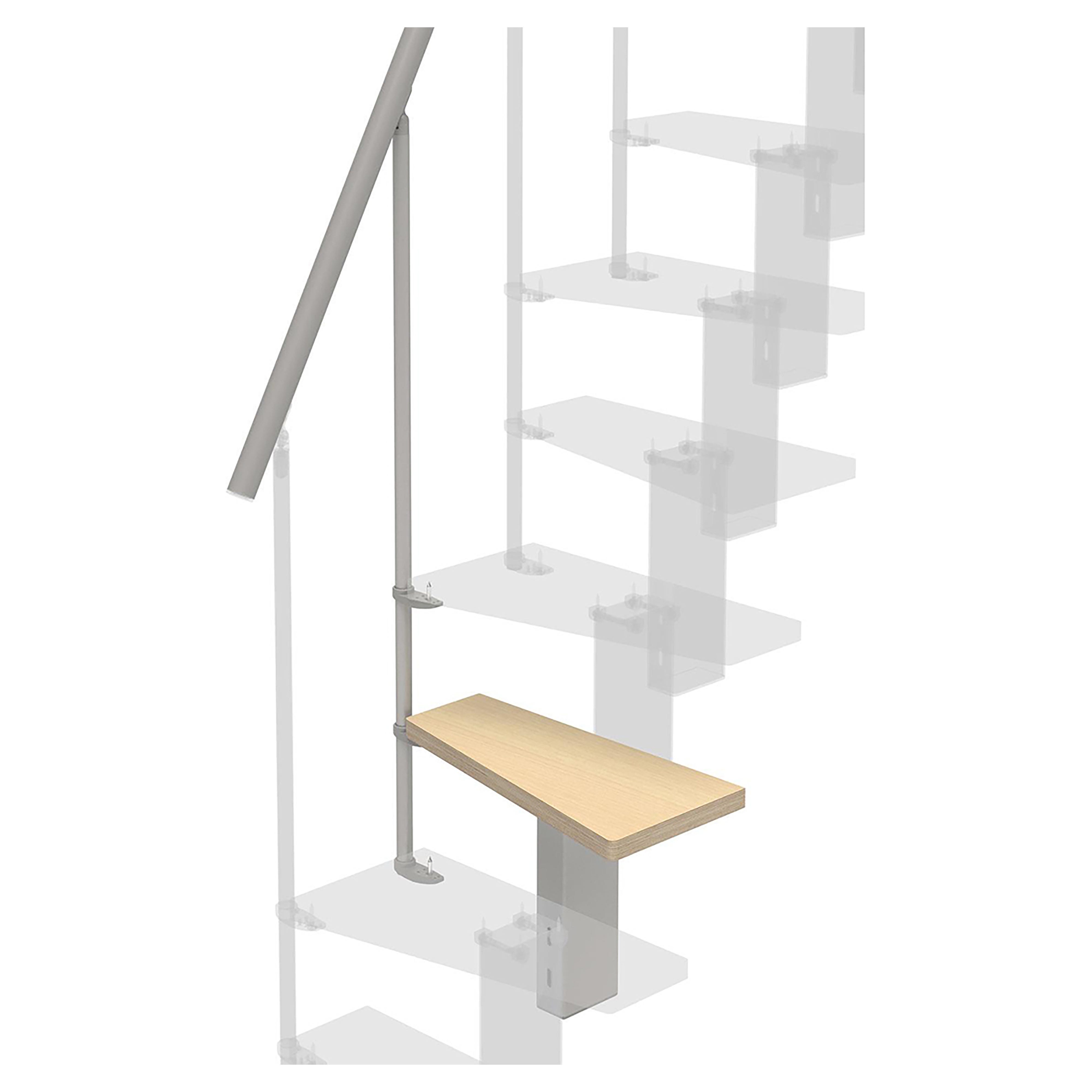 SCALA SALVASPAZIO SMALL 11 GRADINI IN LEGNO DI BETULLA NATURALE ACCIAIO ...