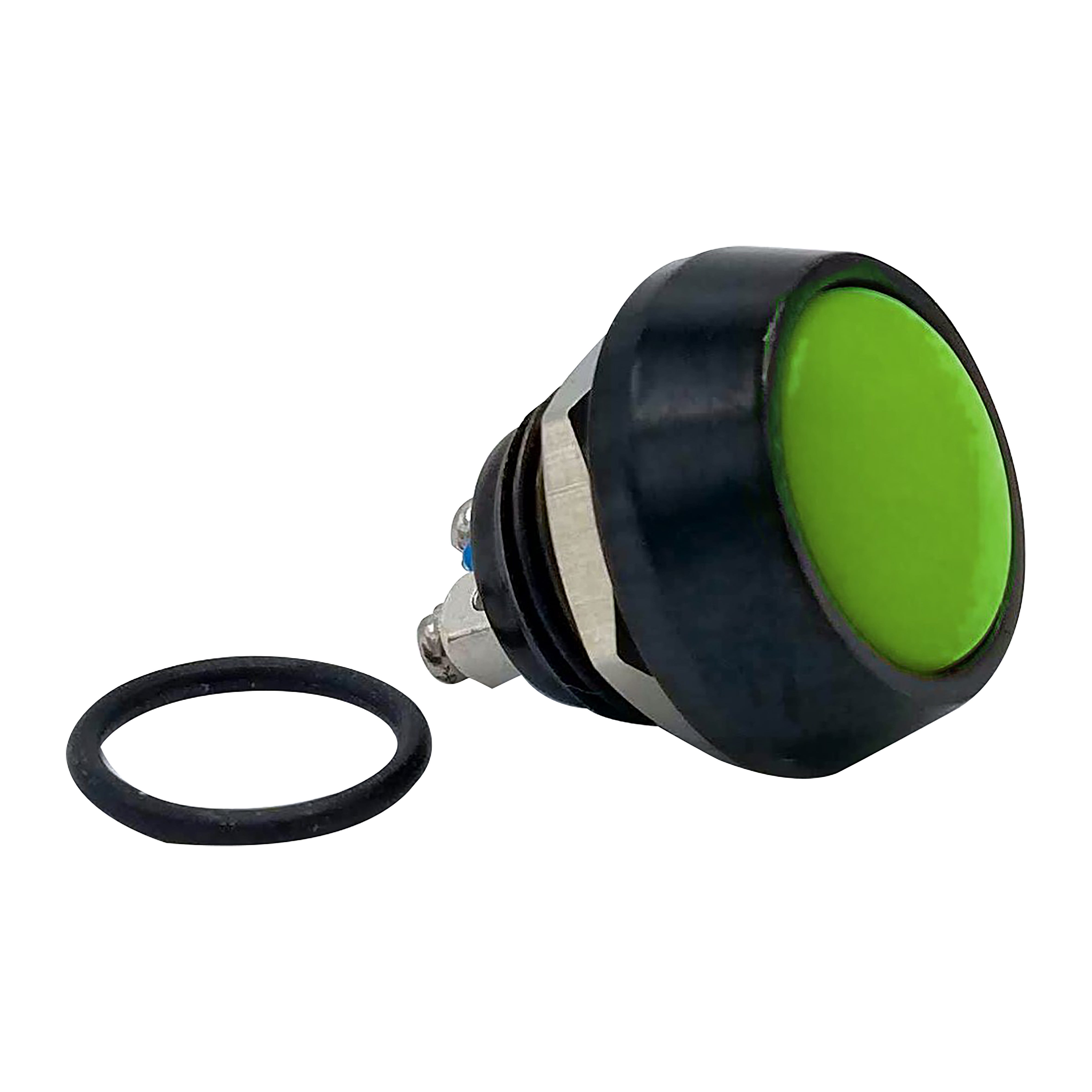 PULSANTE STAGNO A PANNELLO Ø 16 mm 0,4A COLORE VERDE TERMINALI A ...