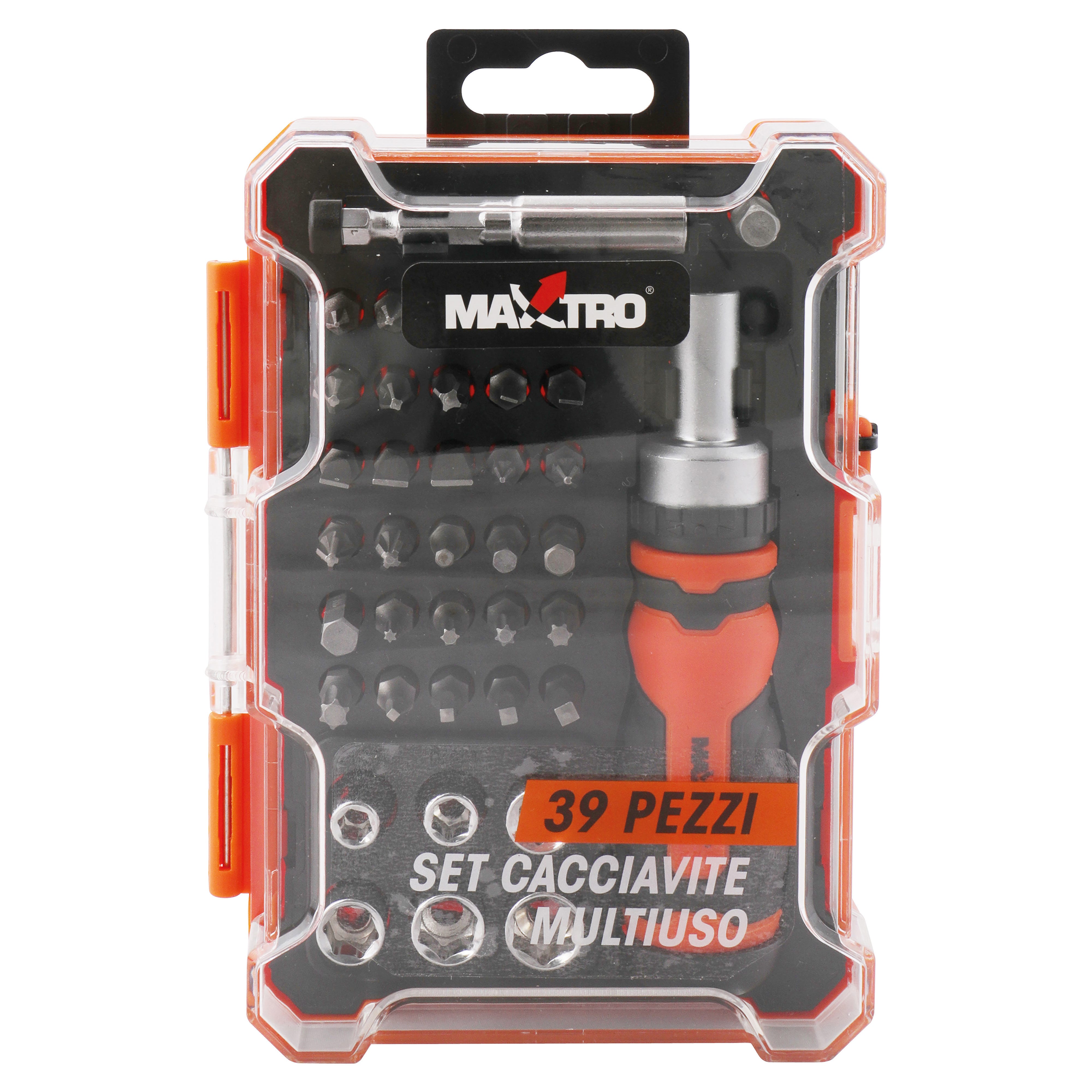 SET CACCIAVITE MULTIUSO MAXTRO 39 PEZZI A CRICCHETTO INSERTI E BUSSOLE ...