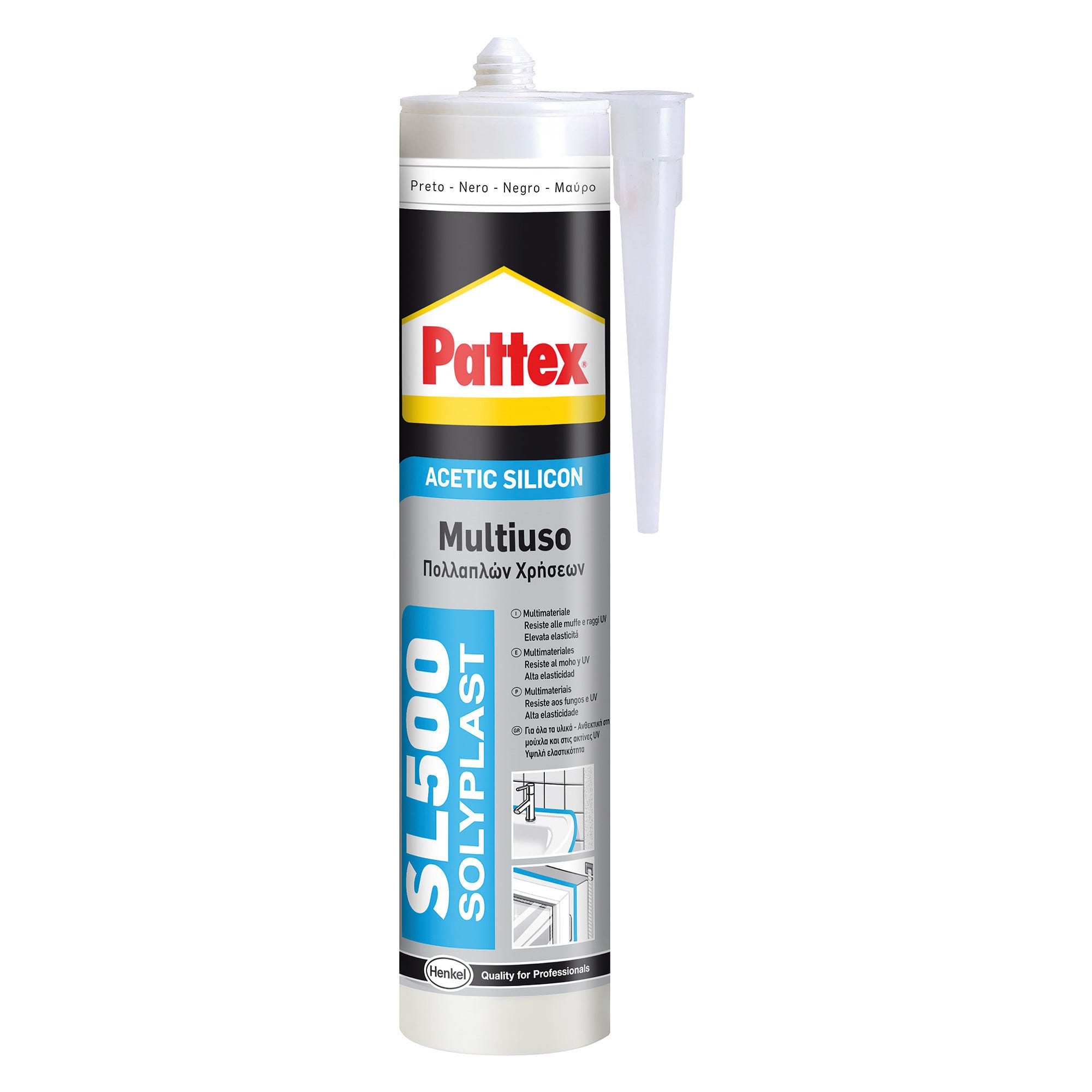 SILICONE ACETICO PATTEX UNIVERSALE NERO 300 ml ALTA QUALITA