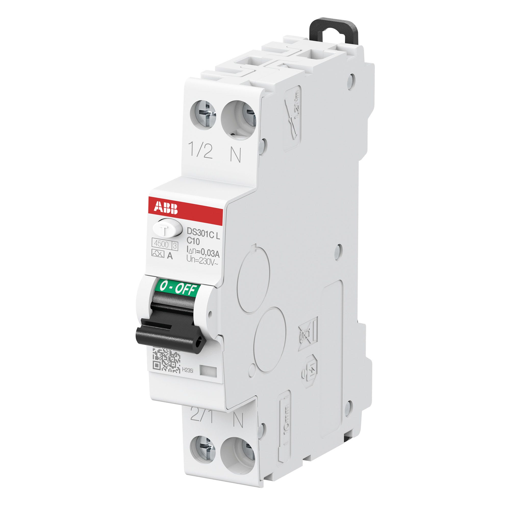 INTERRUTTORE DIFF MAGNETOTERMICO ABB CLASSE A 1P+N 10A 4,5KA AC 30mA 1 ...