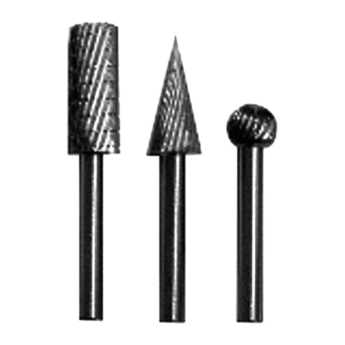 3 FRESE ACCIAIO HSS ASSORTITE CILINDRICA SFERICA E CONICA