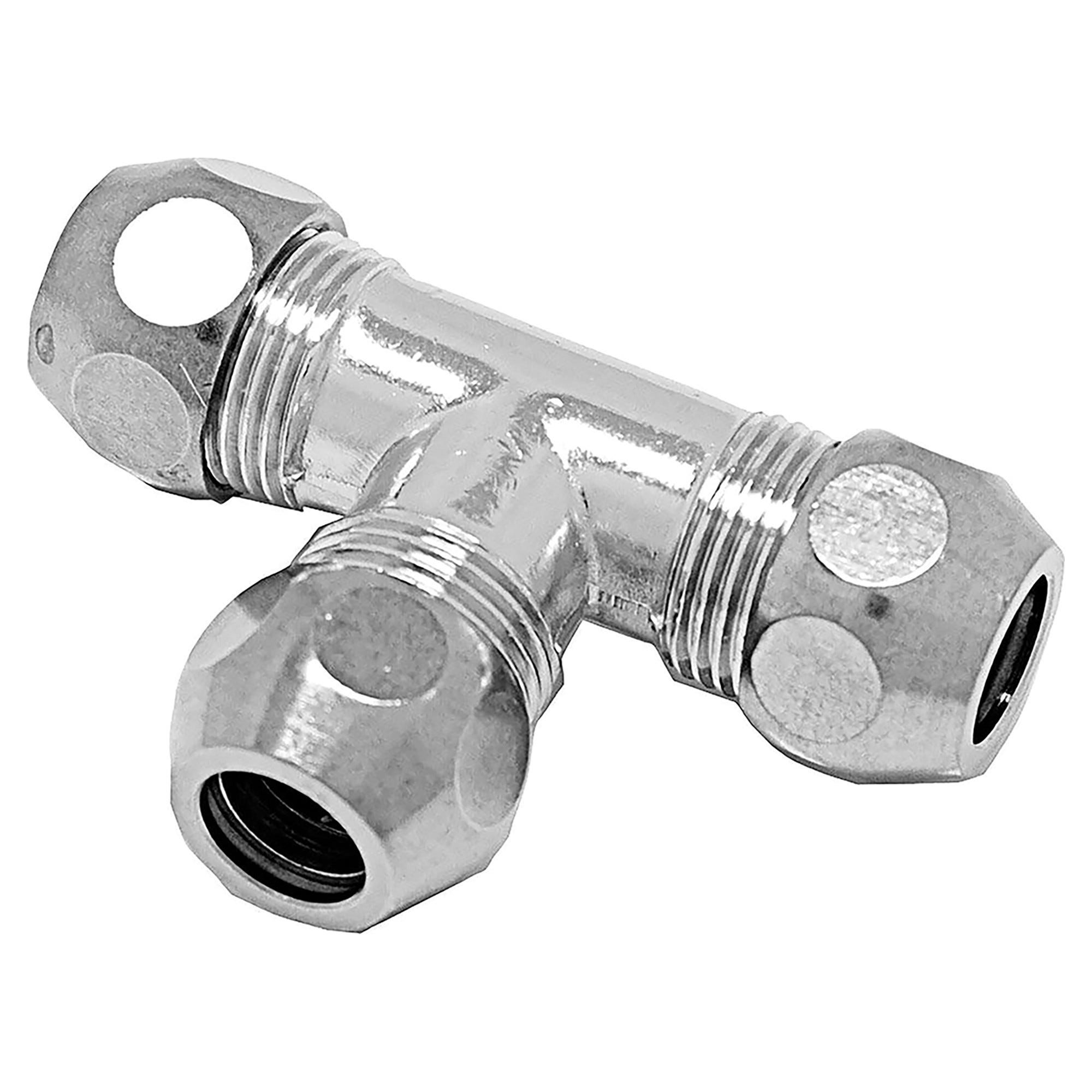 RACCORDO BICONO OTTONE CROMATO TEE Ø 10x10x10 mm