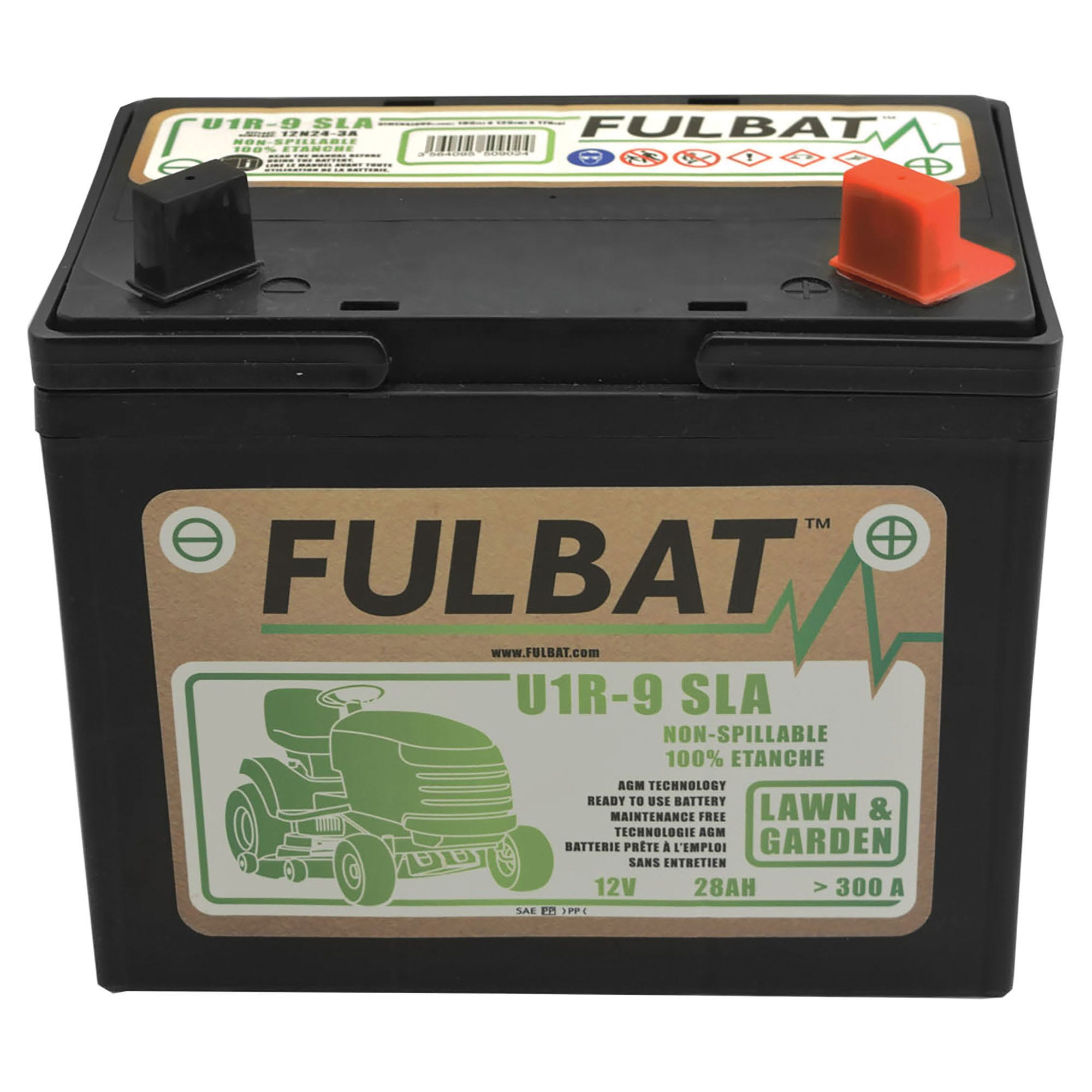 BATTERIA AL GEL PER TRATTORINO 12 V 28 A FULBAT U1R9SLA POSITIVO DESTRO ...