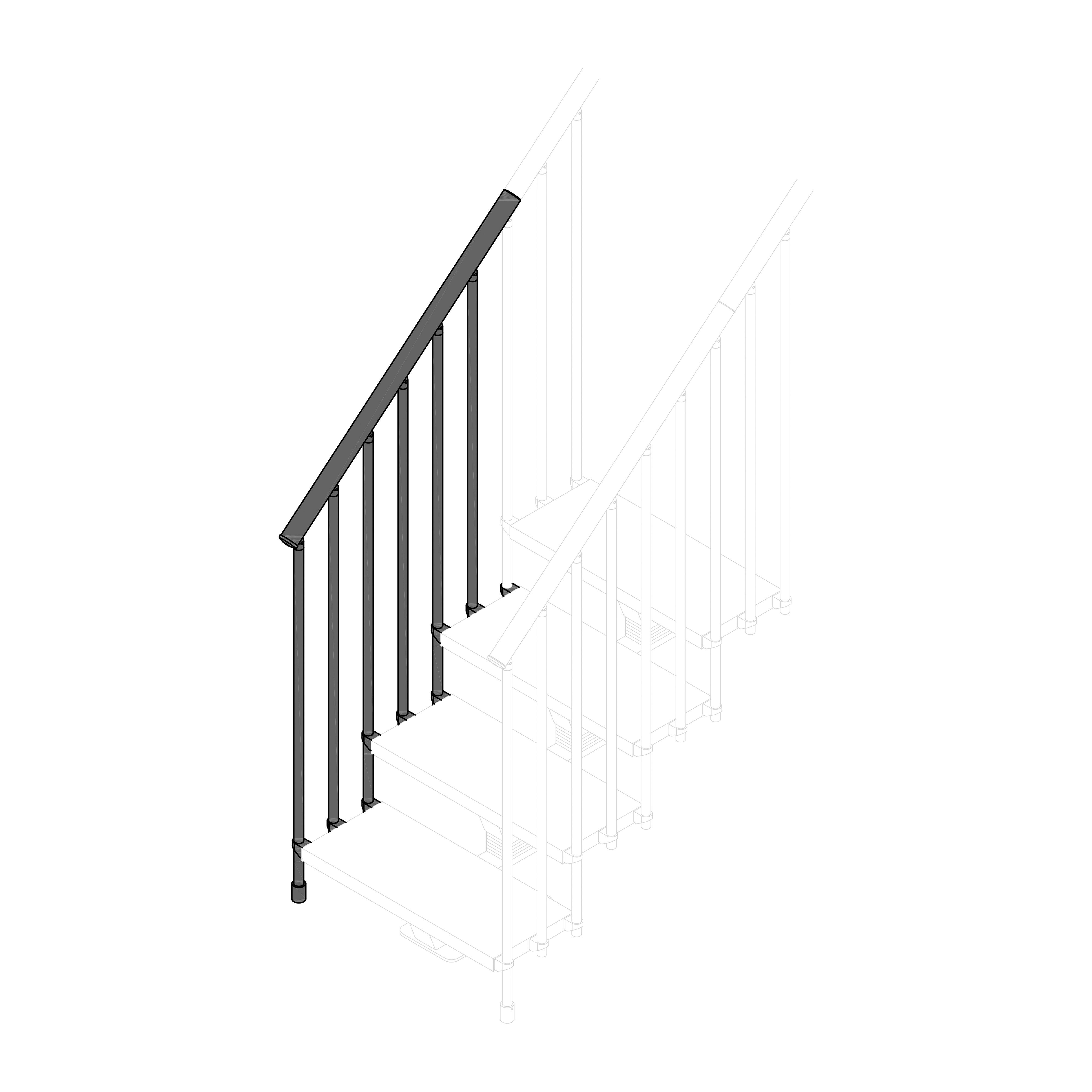 KIT RINGHIERA ESTERNA SCALA MAXI 3 GRADINI RETTILINEI ACCIAIO GRIGIO SC ...