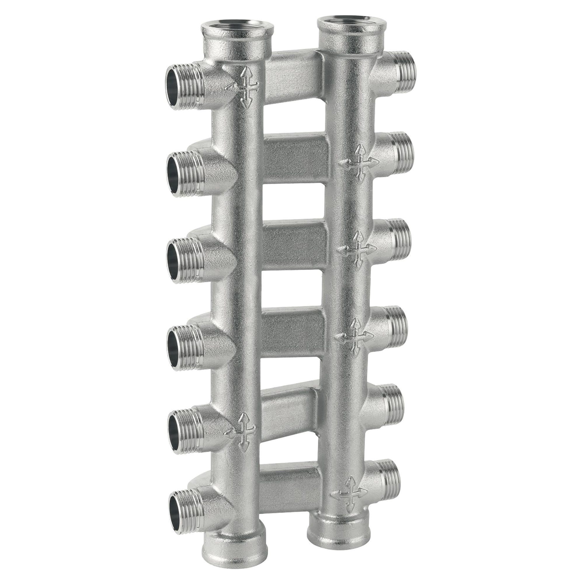 COLLETTORE COMPLANARE MONOBLOCCO POLETTI 6+6 USCITE 3/4''AT EUROCONO INGRESSO 3/4''