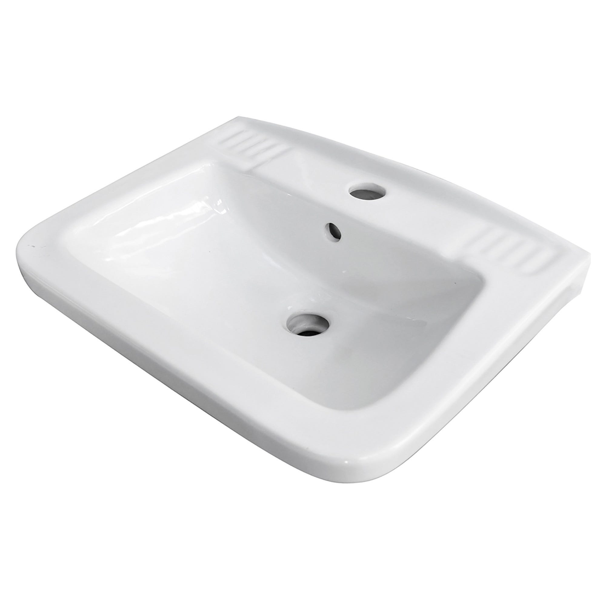 LAVABO SOSPESO E D'APPOGGIO SIMAS SERIE BORMIO IN CERAMICA BIANCO MATT 65x51 cm (LxP) | Tecnomat