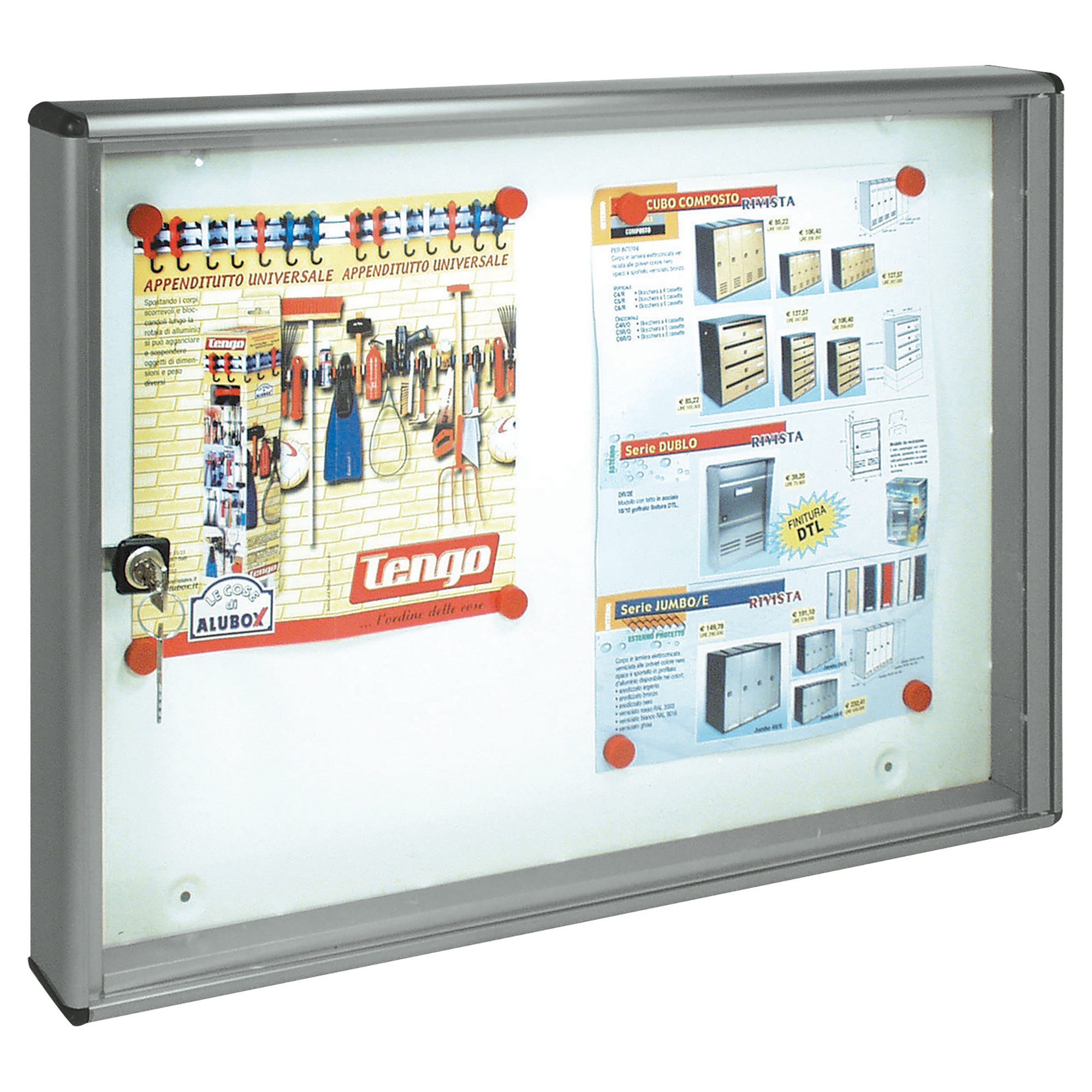 BACHECA PORTA AVVISI ALUBOX ALLUMINIO E PLEXIGLASS 55x40x5 cm (LxHxP)