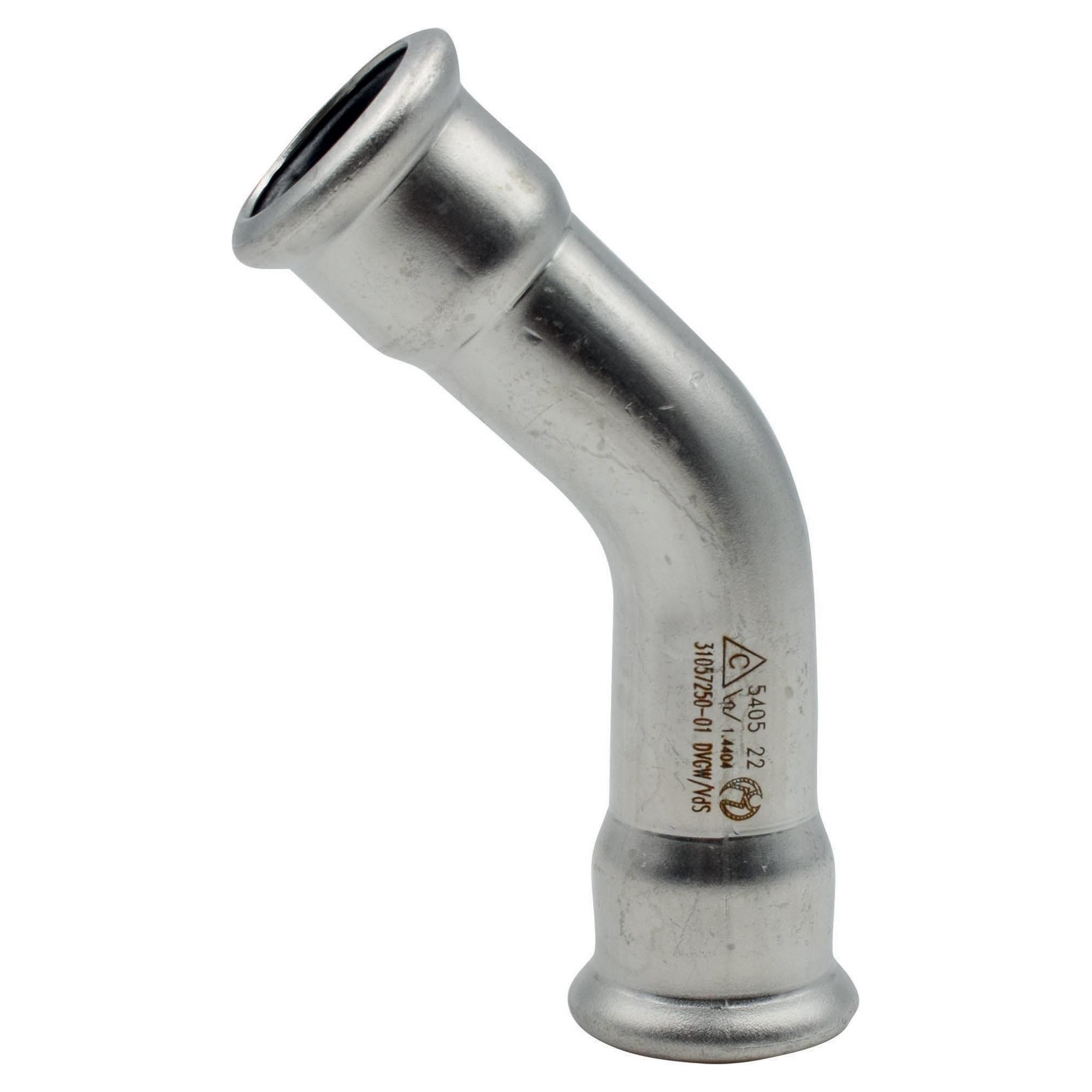 CURVA 45° CHIBRO 5401 FF Ø 15 mm ACCIAIO INOX A PRESSARE AISI 316