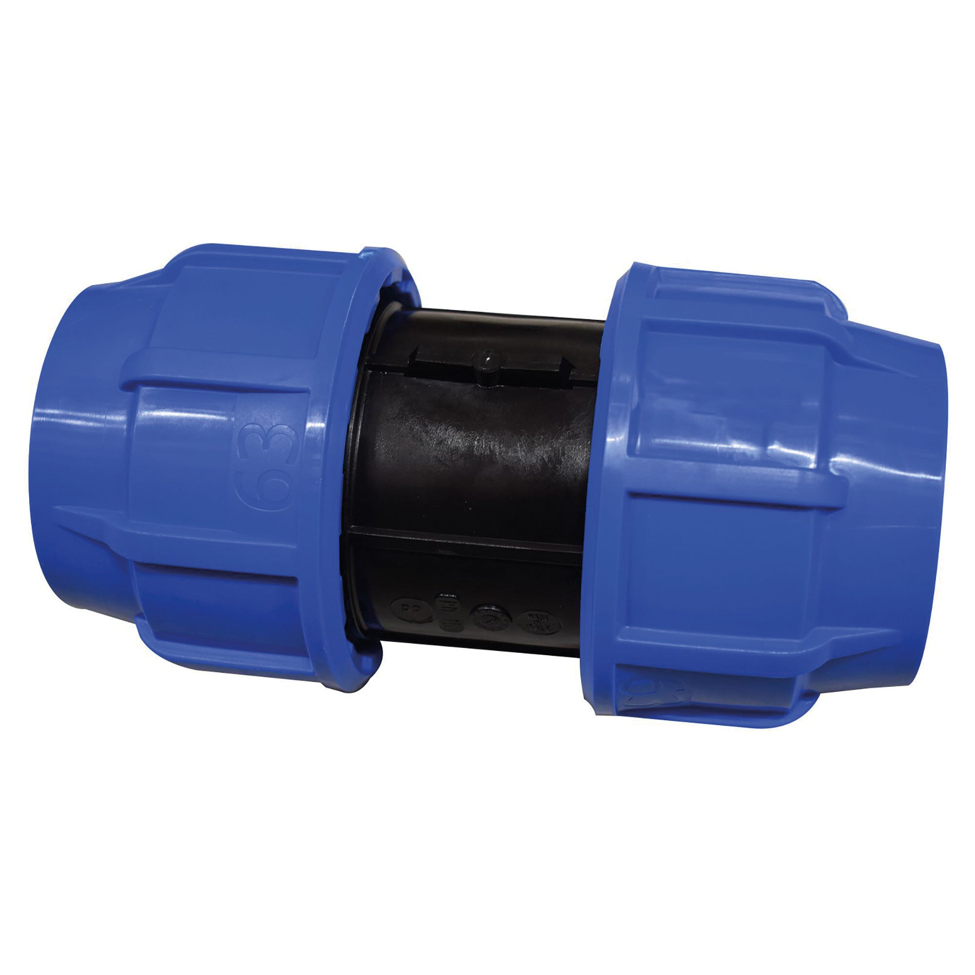 RACCORDO A COMPRESSIONE TUBO POLIETILENE MANICOTTO Ø 63x63 mm