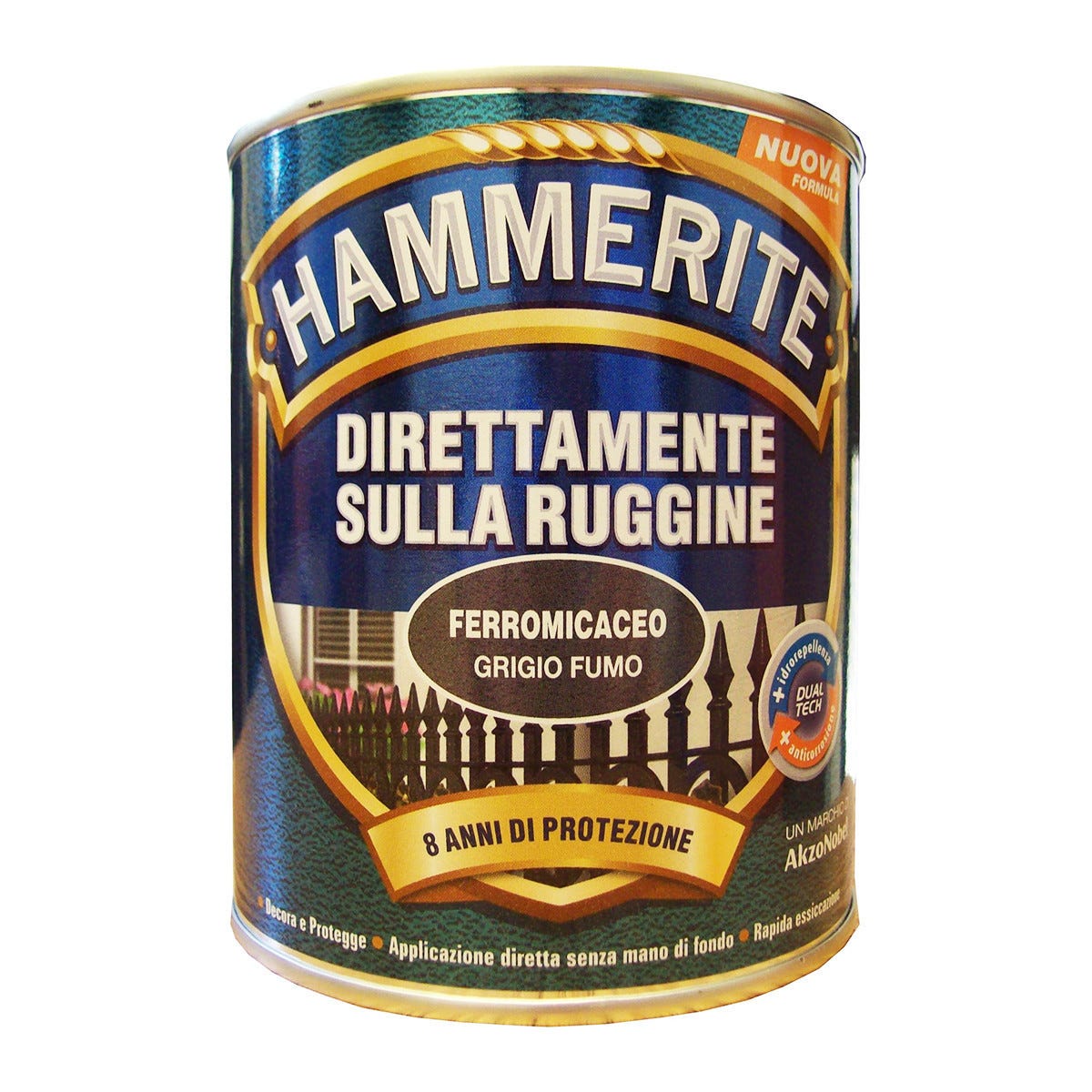ANTIRUGGINE FERROMICACEO HAMMERITE GRIGIO FUMO 0,75 l FERRO E METALLO 8 ...