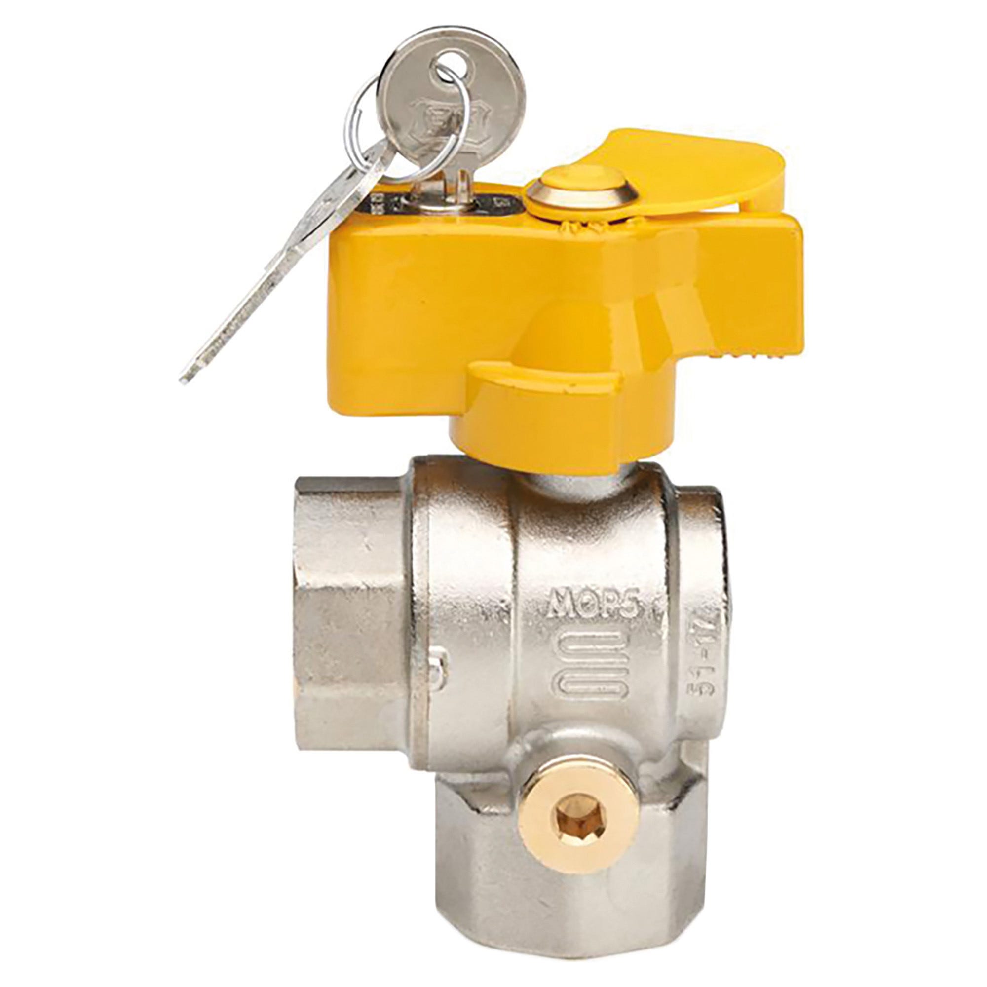 VALVOLA GAS A SQUADRA FF 1'' CON PRESA PRESSIONE E SERRATURA