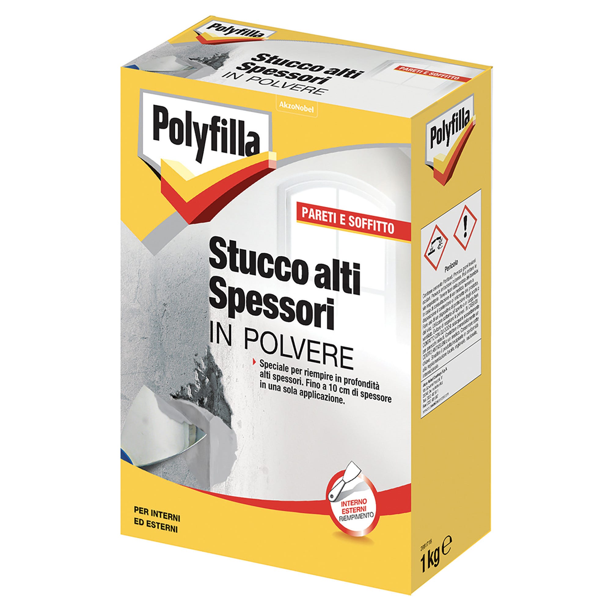 STUCCO ALTI SPESSORI POLVERE POLYFILLA 1 kg GRIGIO PER INTERNO ED ESTERNO