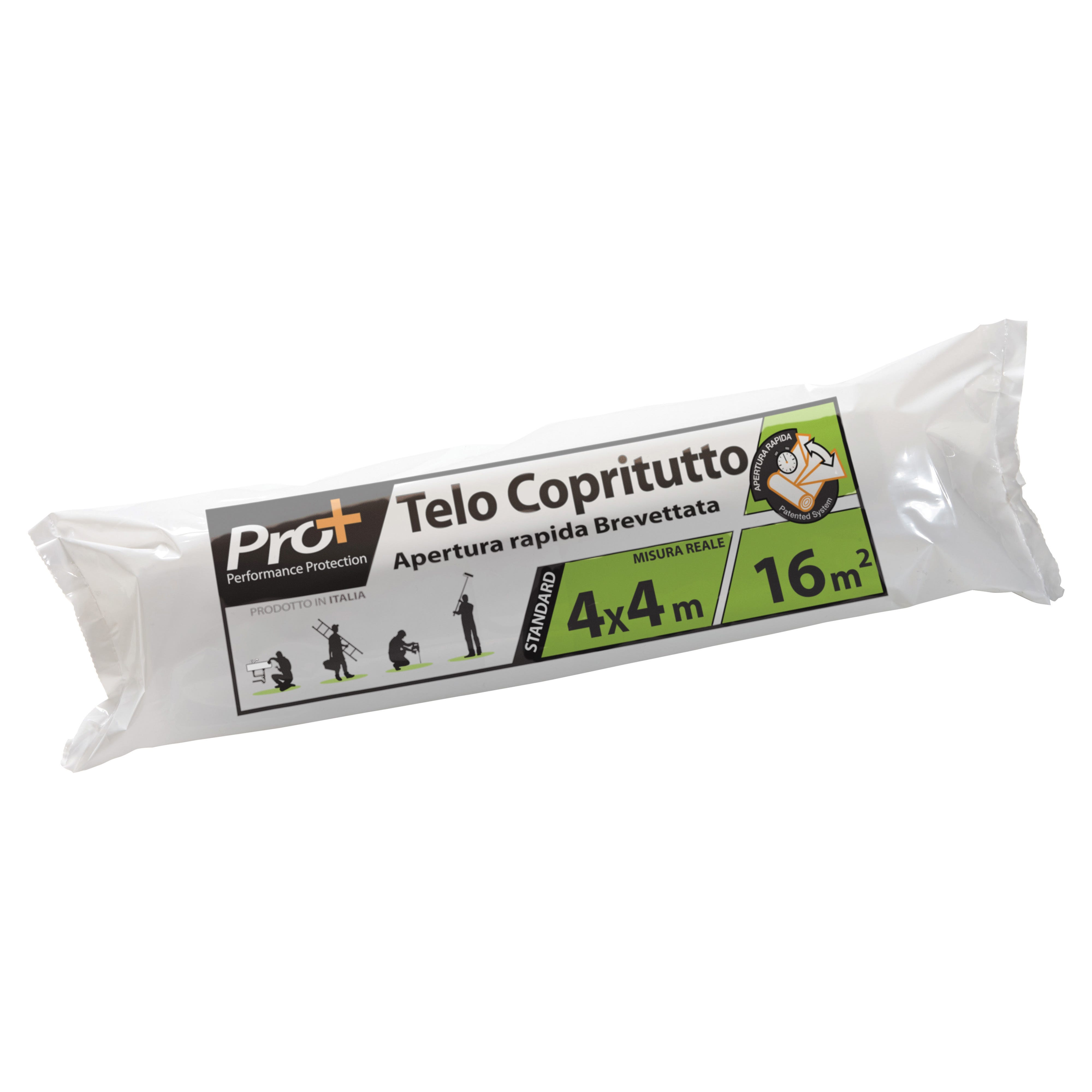 TELO COPRITUTTO PRO+ 4x4 m 16 m² IN ROTOLO APERTURA RAPIDA BREVETTATA