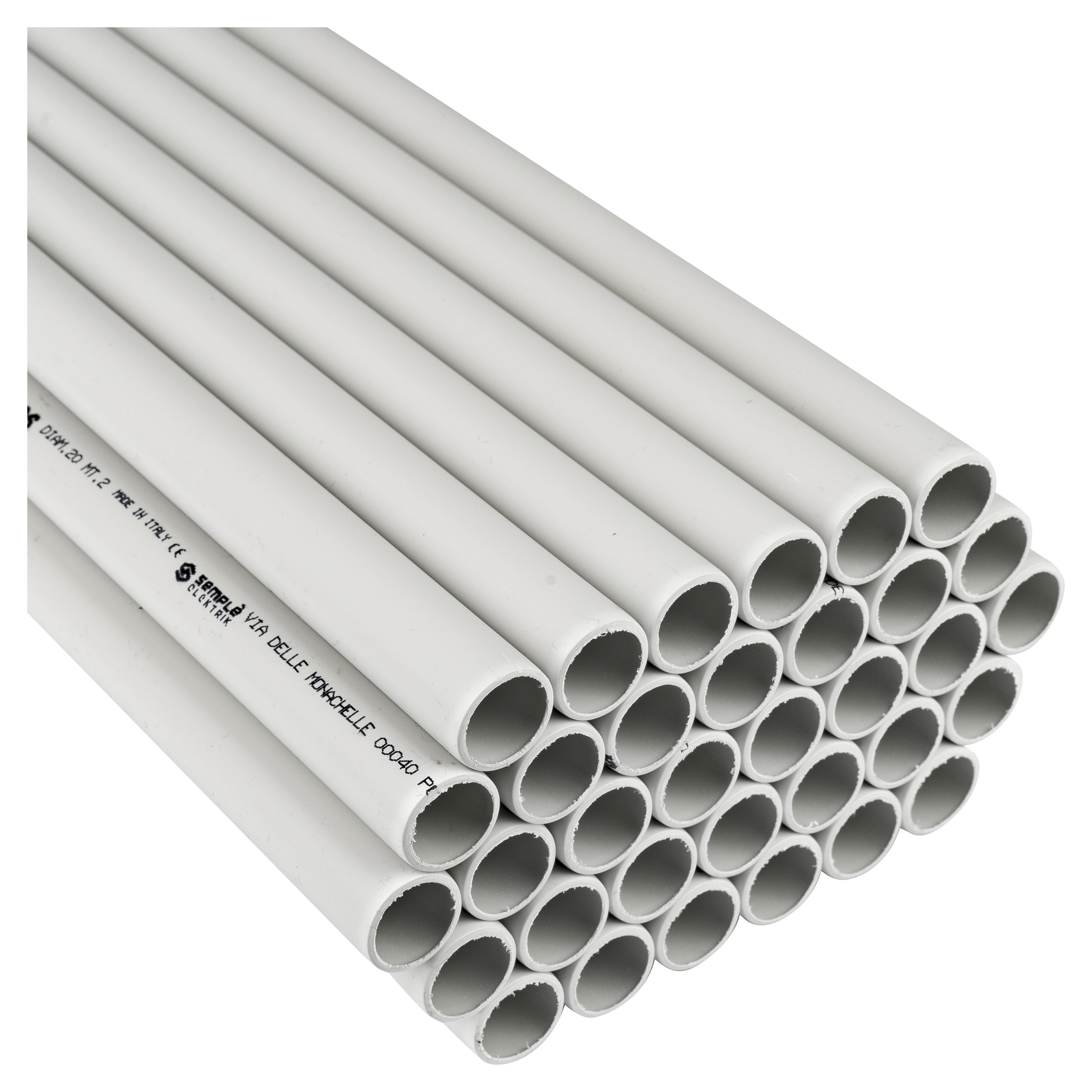 34 TUBI RIGIDI IN PVC GRIGI Ø 20 mm LUNGHEZZA 2 m