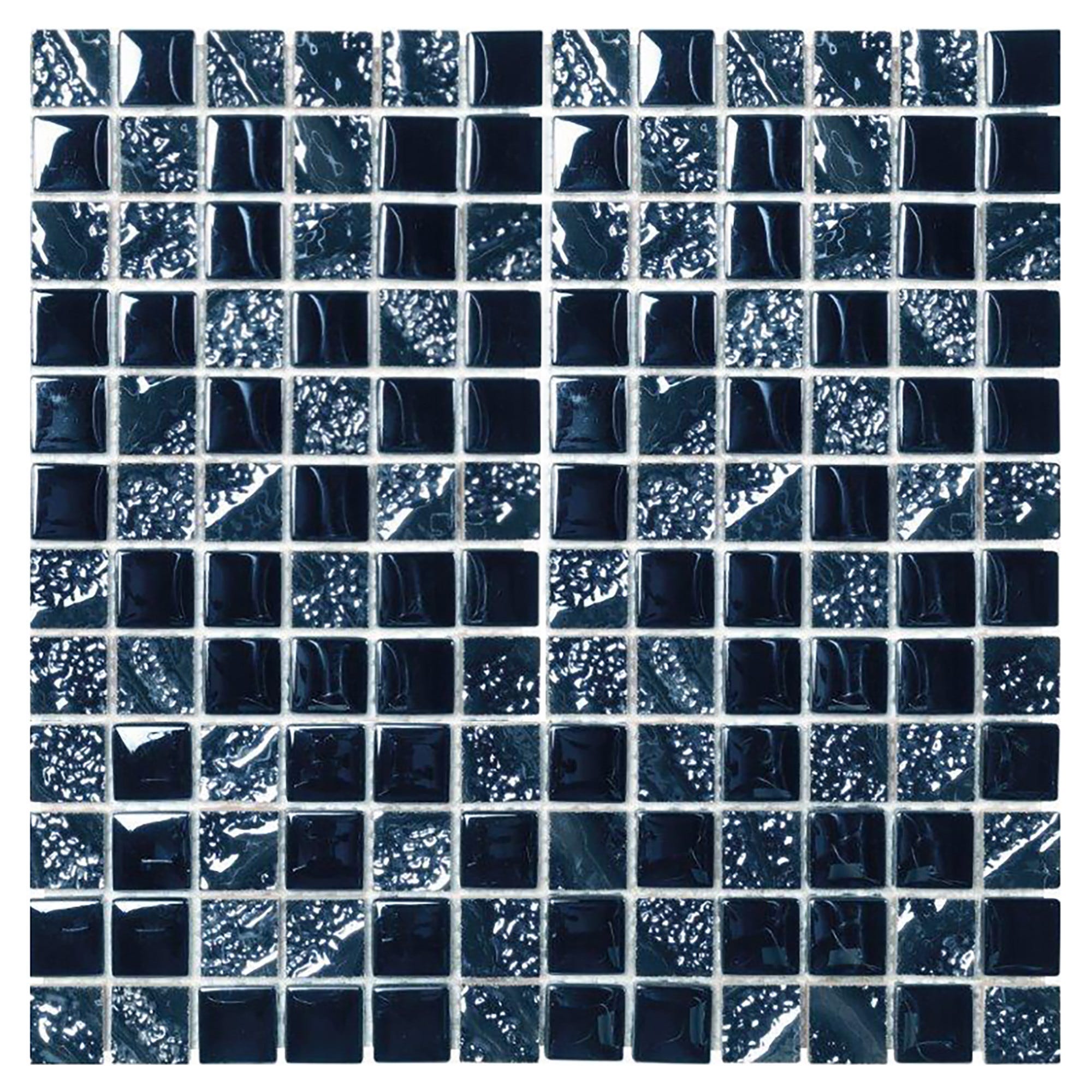 MOSAICO INTERNO TOLEDO BLACK LUCIDO 30x30x0,8 cm 1 pezzo MIX VETRO E ...