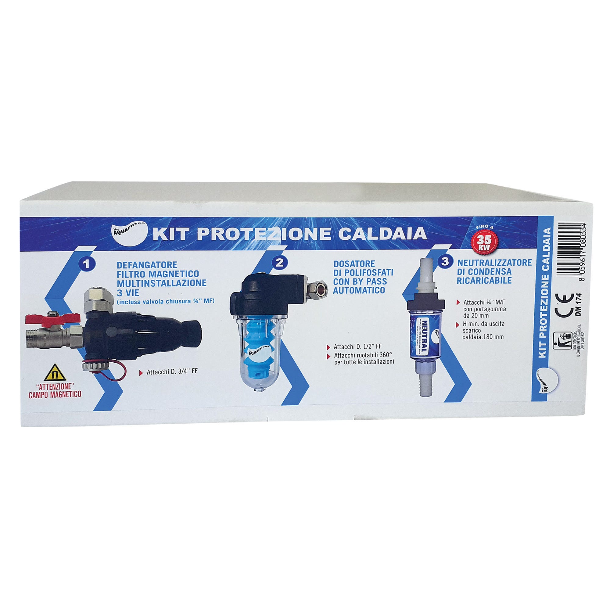 KIT PROTEZIONE CALDAIA DEFANGATORE + DOSATORE POLIFOSFATI + NEUTRALIZZATORE CONDENSA