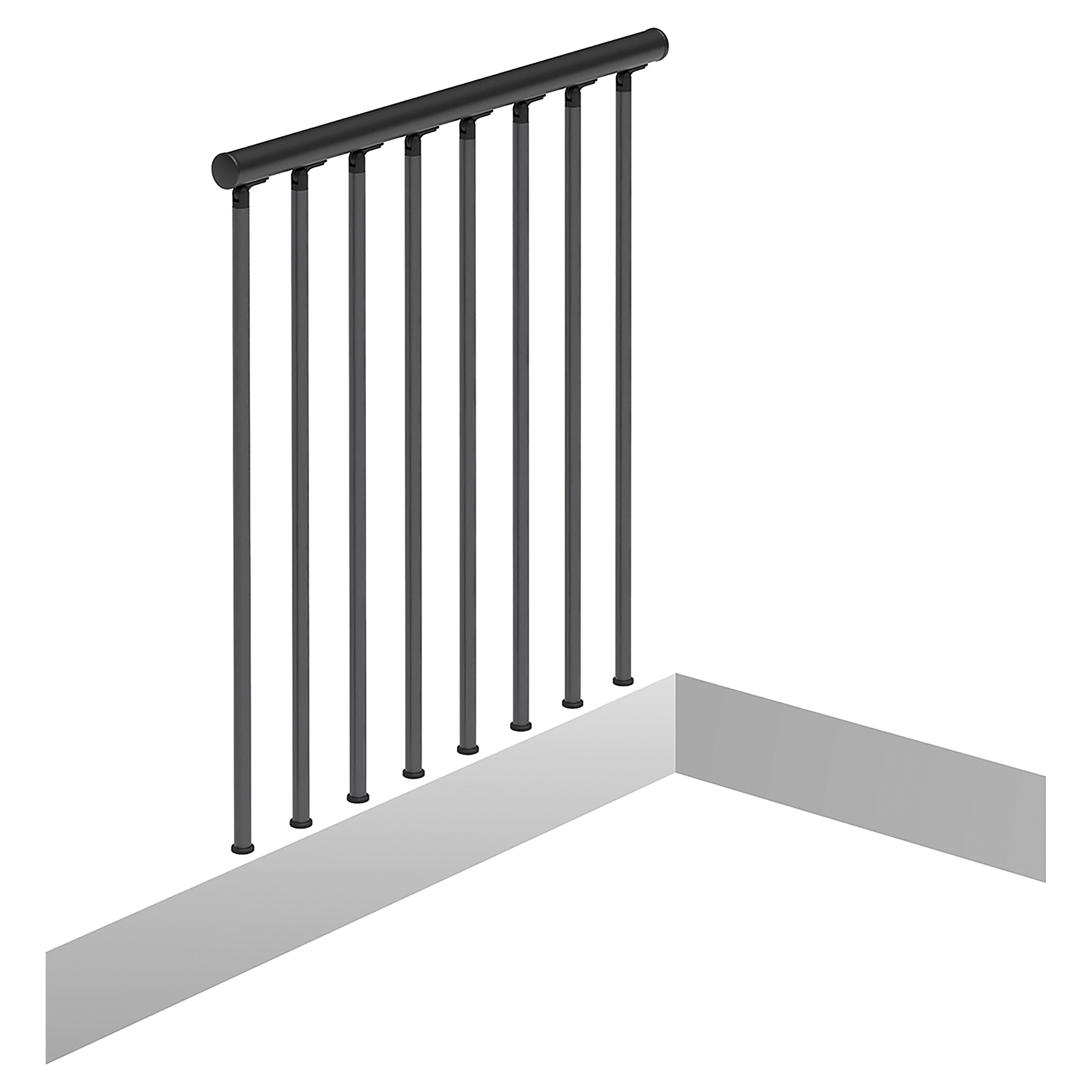 BALAUSTRA ACCIAIO GRIGIO SCURO CORRIMANO NERO 100 cm ABBINABILE A SCALA ...