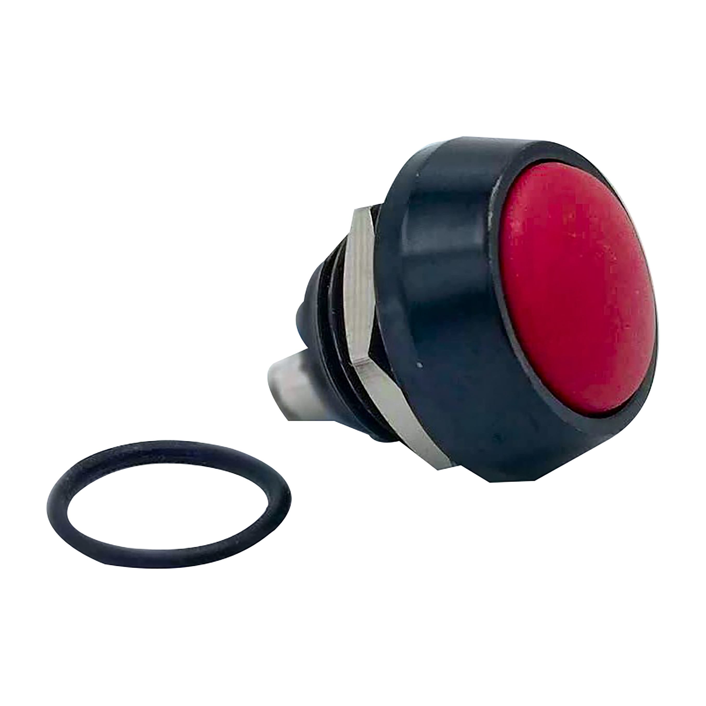 PULSANTE STAGNO A PANNELLO Ø 16 mm 0,4A COLORE ROSSO TERMINALI A ...