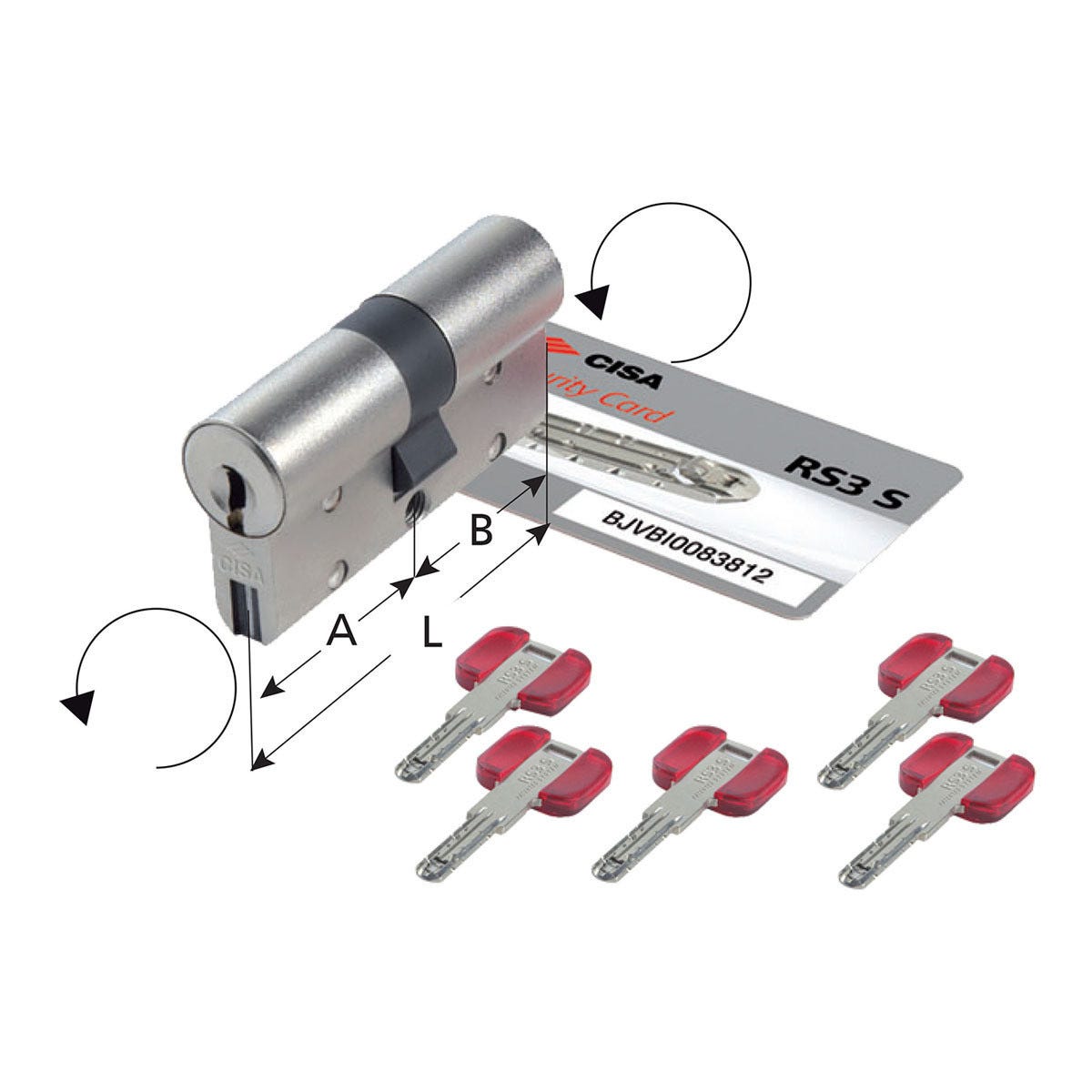 CILINDRO SICUREZZA CISA FRIZIONATO RS3S MISURA 70 = 30+40 mm OTTONE NICHELATO