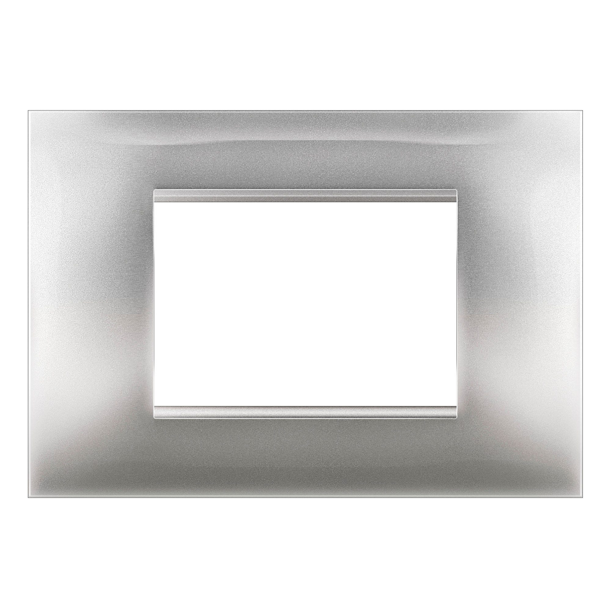 PLACCA METIS 3 MODULI IN TECNOPOLIMERO COLORE ALLUMINIO CHIARO