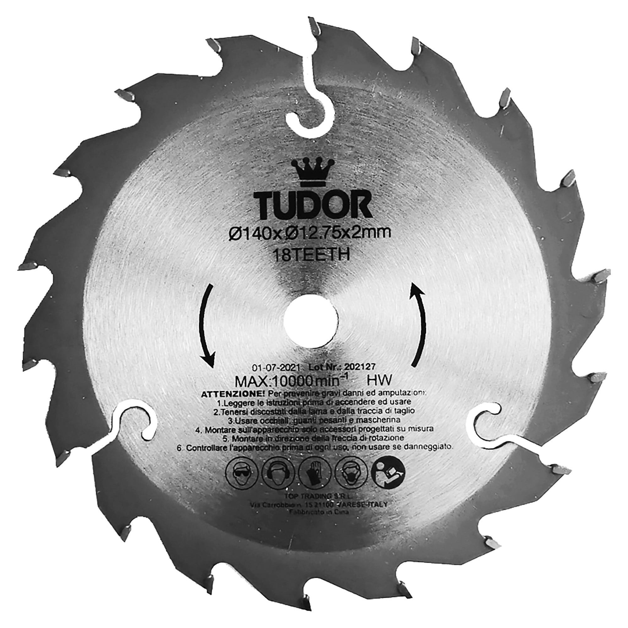 LAMA Ø140 mm TUDOR 18 DENTI Ø FORO 12,75 mm PER SEGA CIRCOLARE A ...