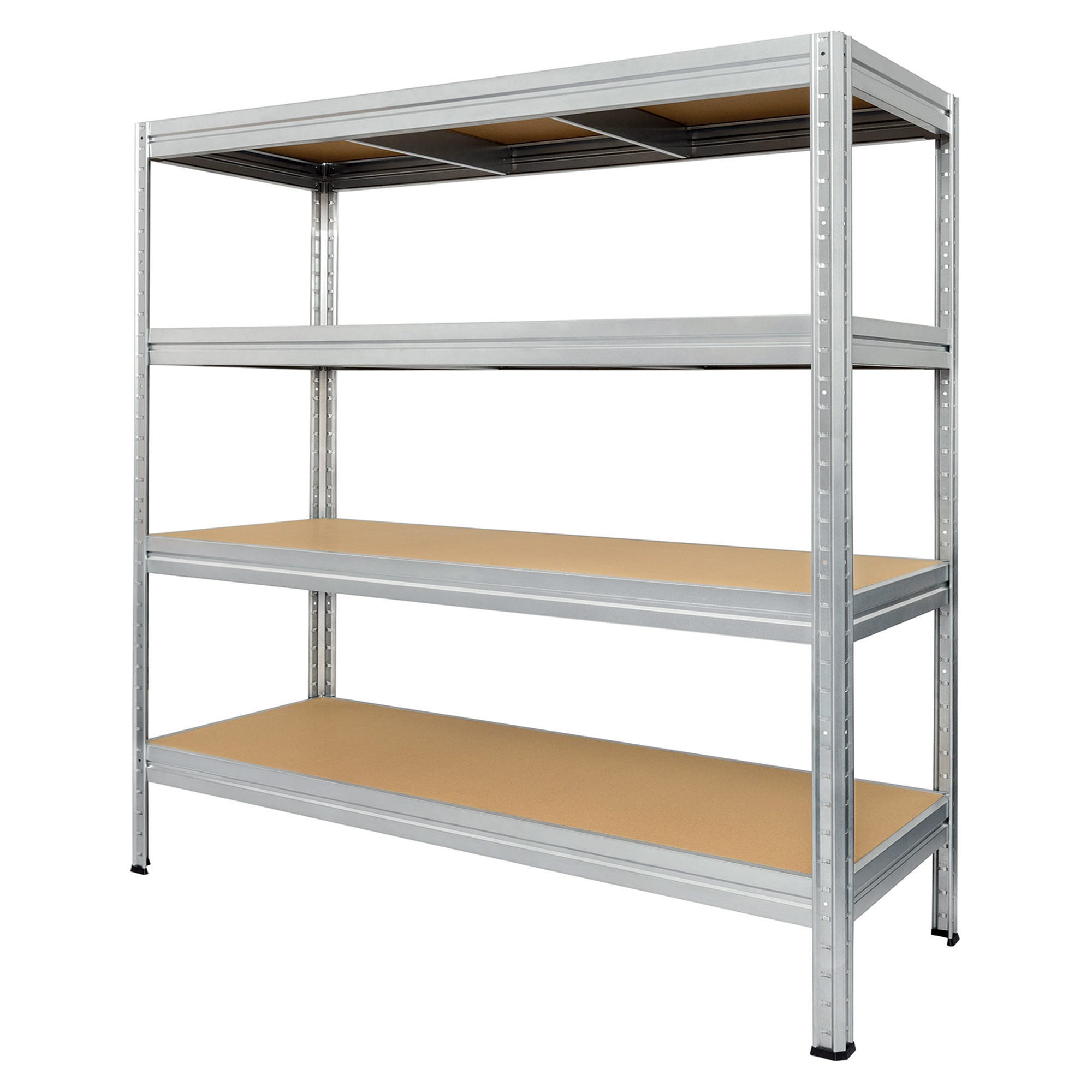 SCAFFALE LEGNO/METALLO 4 RIPIANI 500 kg ZINCATO AD INCASTRO 200x177x60 ...