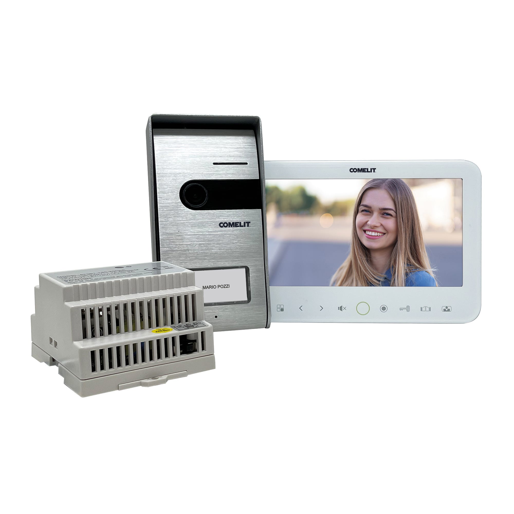 KIT VIDEOCITOFONICO COMELIT G115K MONOFAMILIARE A COLORI 2 FILI CON ...