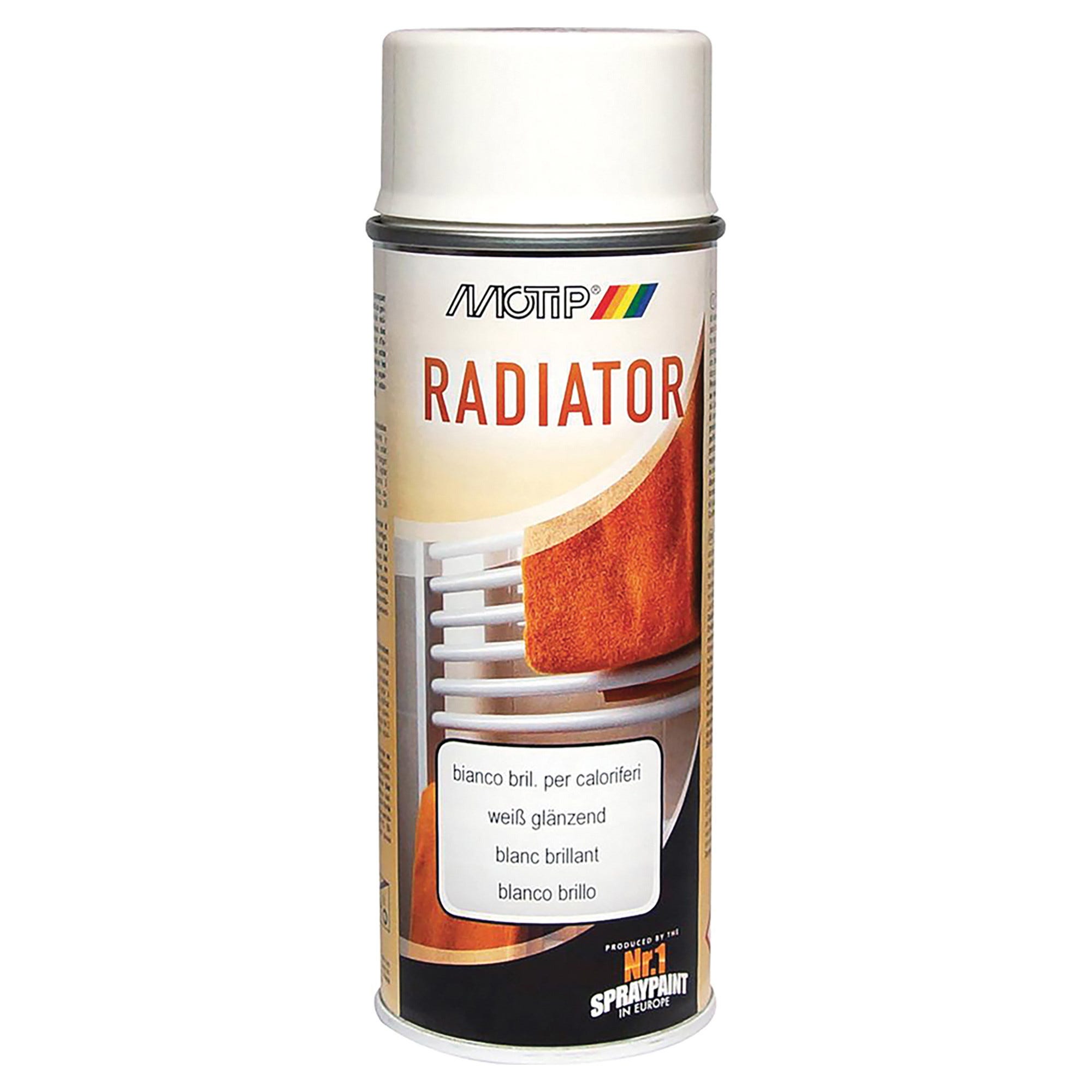 SMALTO SPRAY RADIATORI MOTIP BIANCO LUCIDO 400 ml 2,5 m² CON 1 l