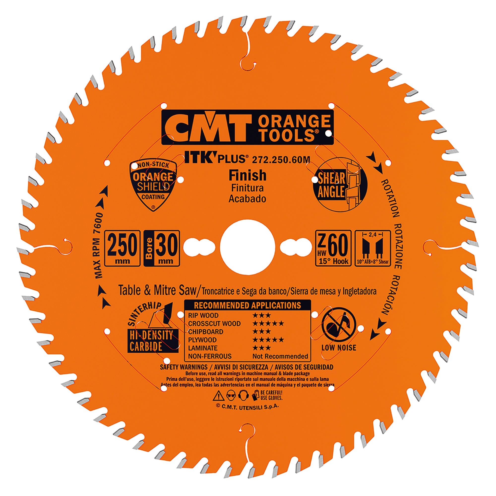 LAMA Ø250 mm CMT 60 DENTI Ø FORO 30 mm PER TRONCATRICE PER LEGNO ...