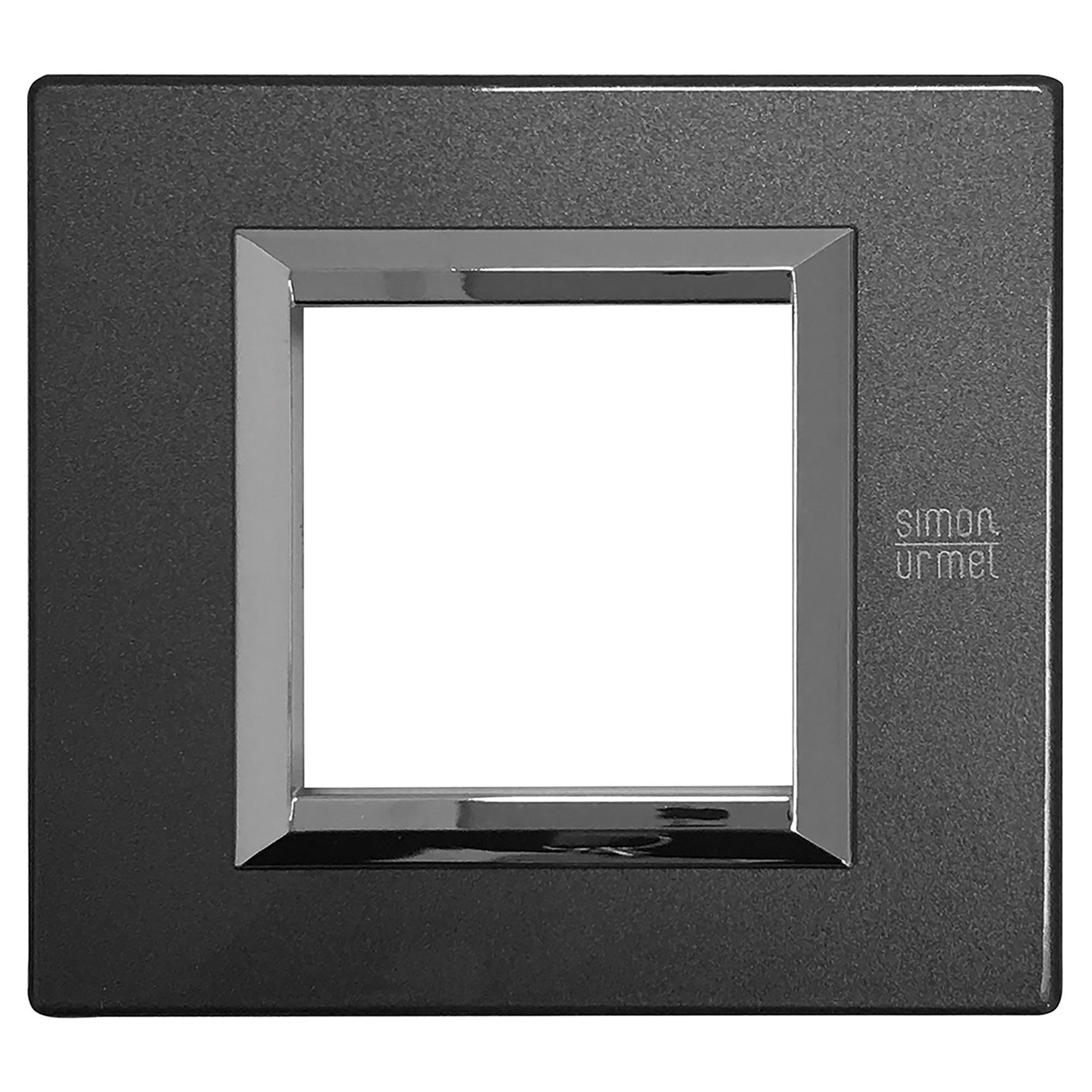 PLACCA 2 MODULI METALLO NERO GRAFITE NEA EXPI'