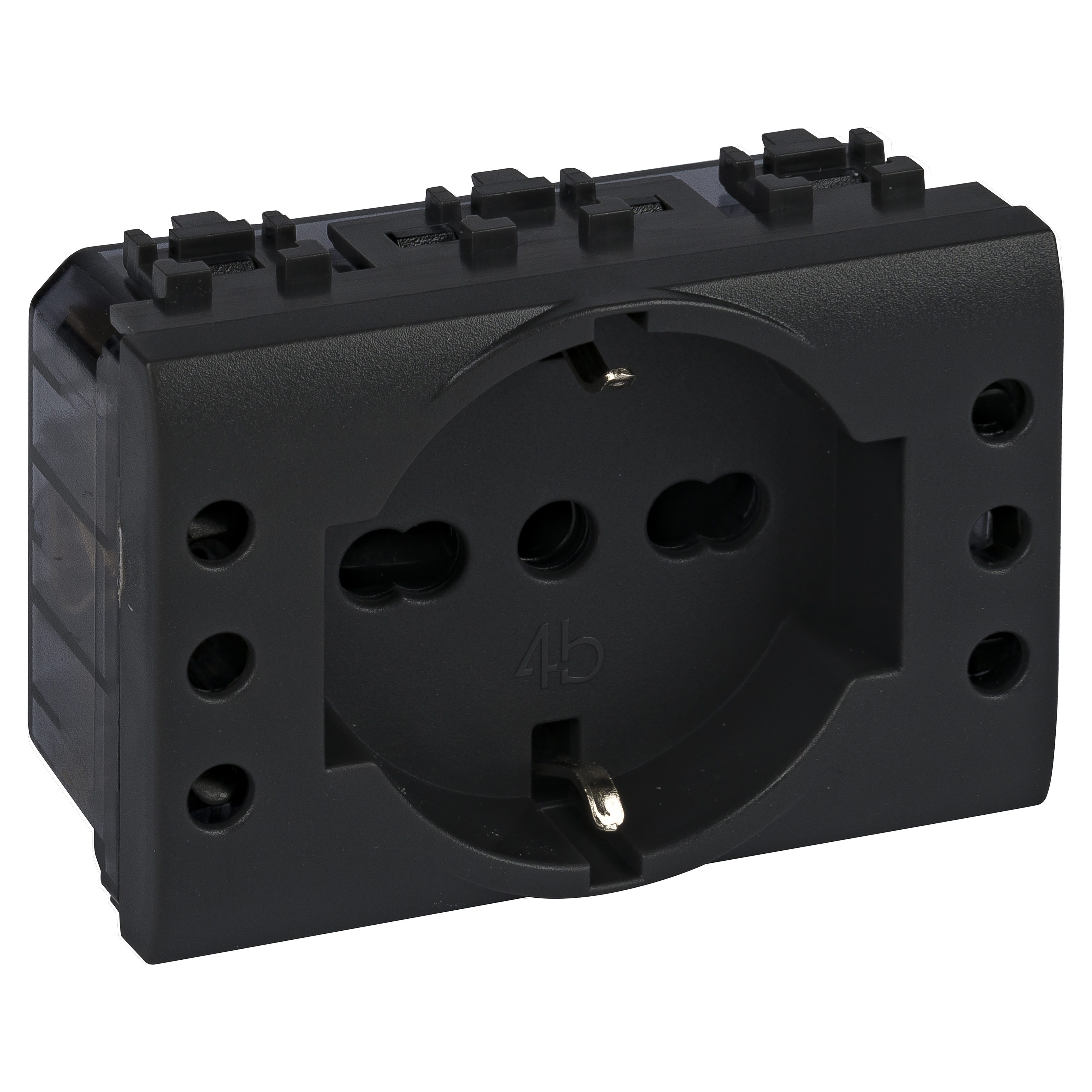 PRESA 4BOX 1 SCHUKO E 2 PRESE 2P+T 10A COMPATIB LIVING ANTRACITE UNICO ...