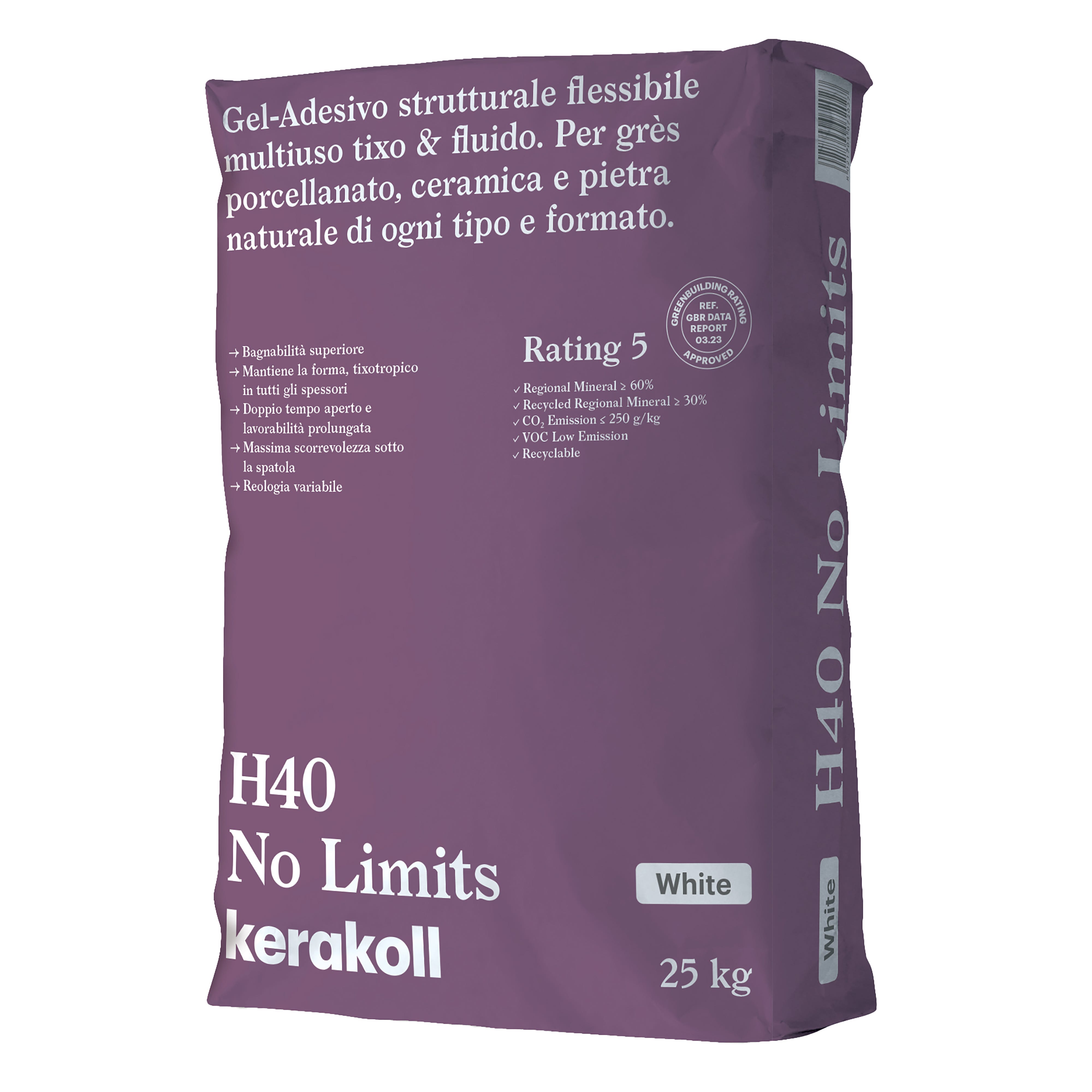 ADESIVO H40 NO LIMITS KERAKOLL 25 kg BIANCO ADESIVO H40 NO LIMITS KERAKOLL 25 kg BIANCO