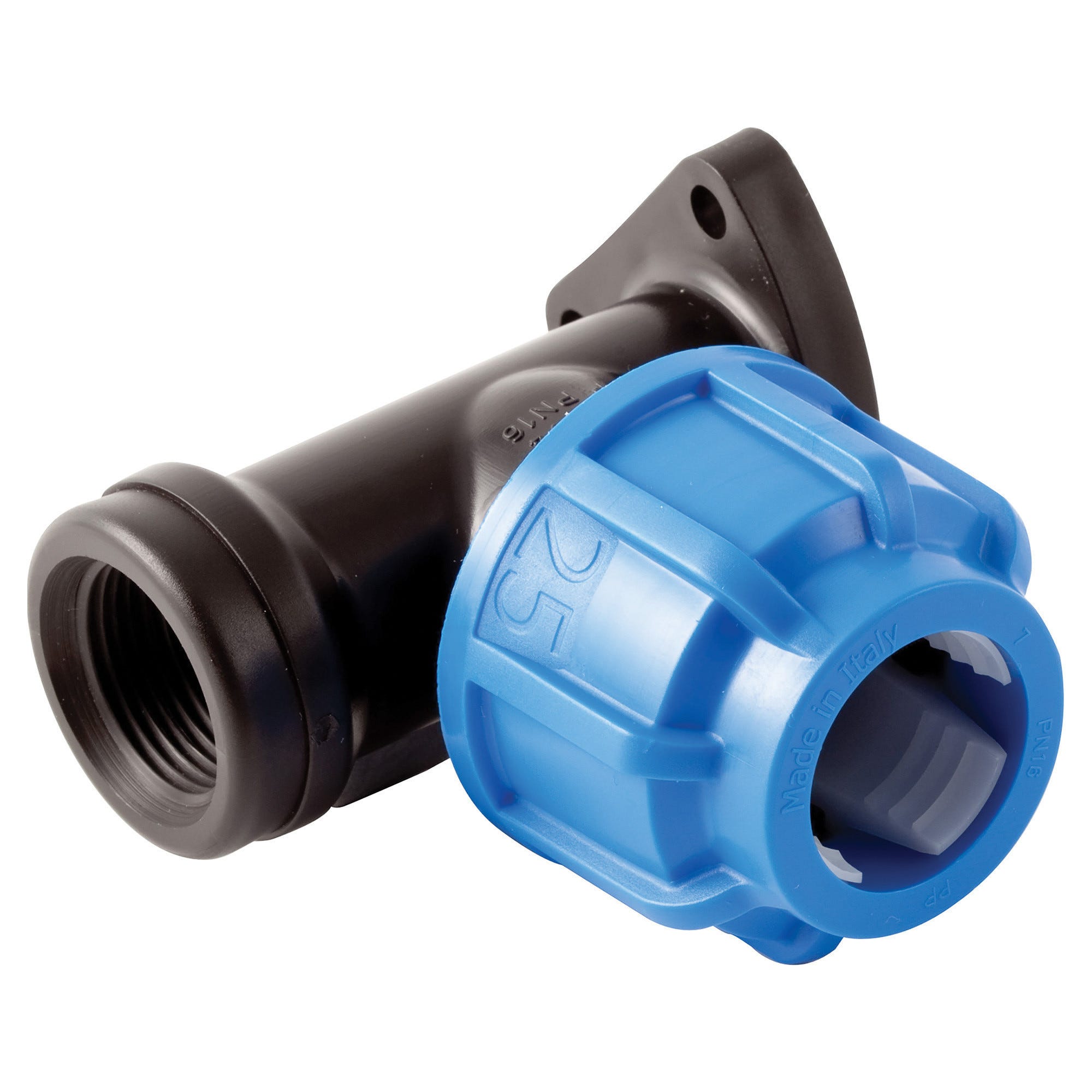 GIUNTO A COMPRESSIONE FIPGQ Ø25 x 3/4'' ATTACCO A MURO PER TUBO POLIETILENE