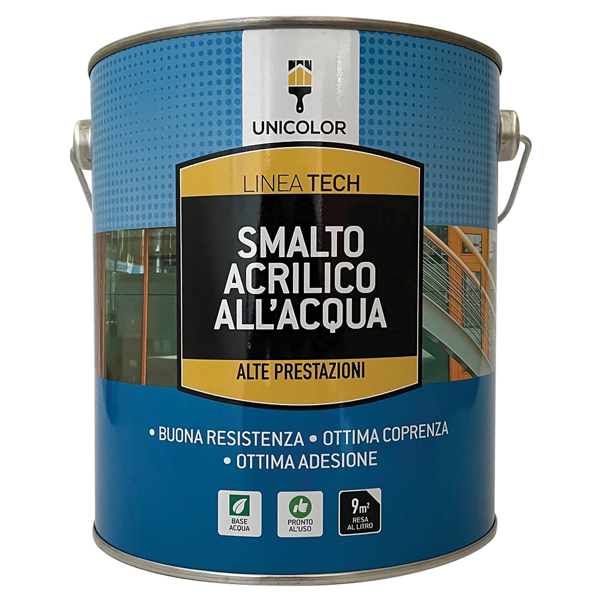 SMALTO ACQUA LUCIDO UNICOLOR BIANCO 2,5 l TUTTI I SUPPORTI 8-10 m² CON ...