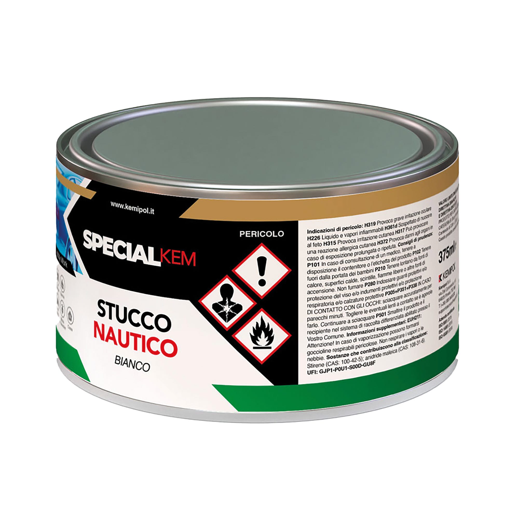 STUCCO PER METALLO BIANCO KEMIPOL 375 ml POLIESTERE BICOMPONENTE ...