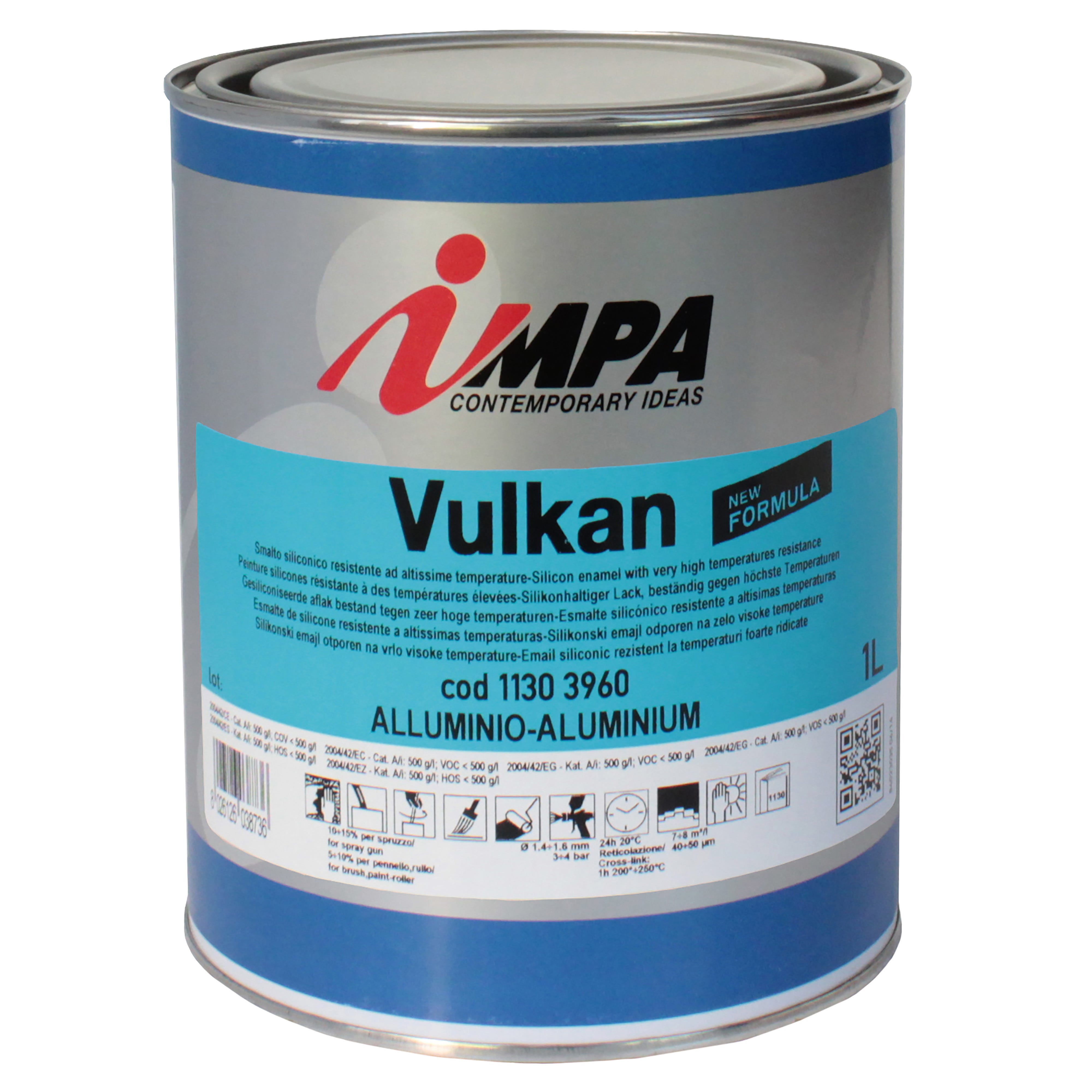 SMALTO SILICONICO IMPA ALTE TEMPERATURE ALLUMINIO 1 l OLTRE I 500° 7-8 ...