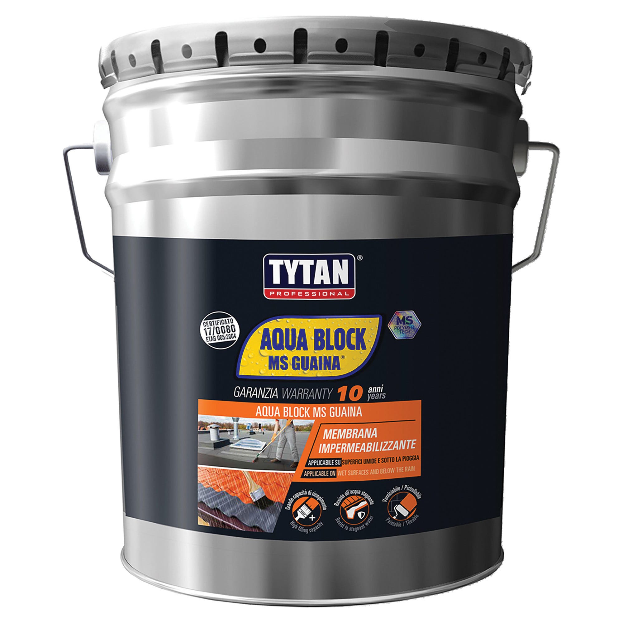 GUAINA LIQUIDA TYTAN MS AQUA BLOCK 5 kg BIANCA SPESSORE 3 mm 3 kg con 1 ...