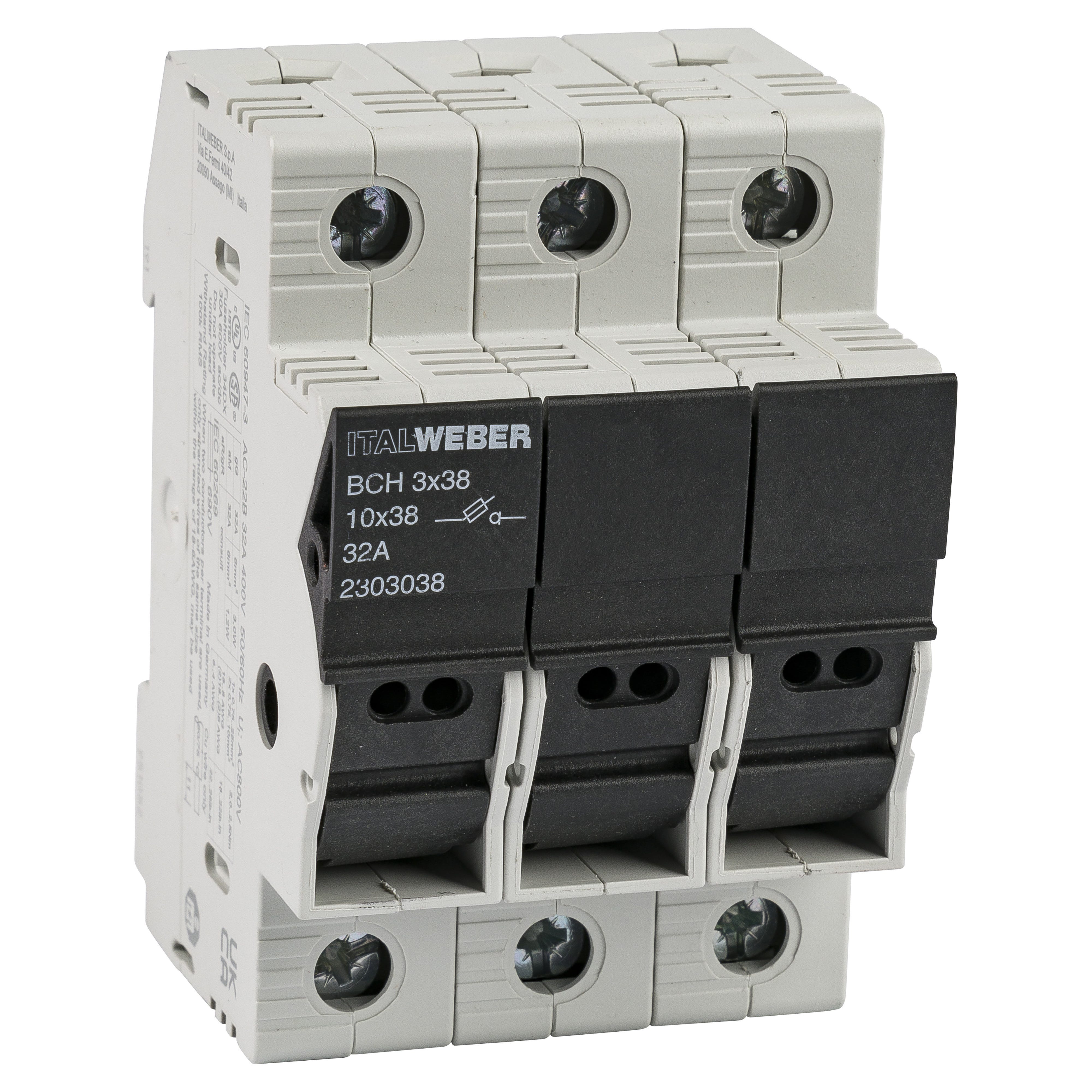 PORTAFUSIBILE MODULARE 3P 10,3x38 32A FINO A 690V