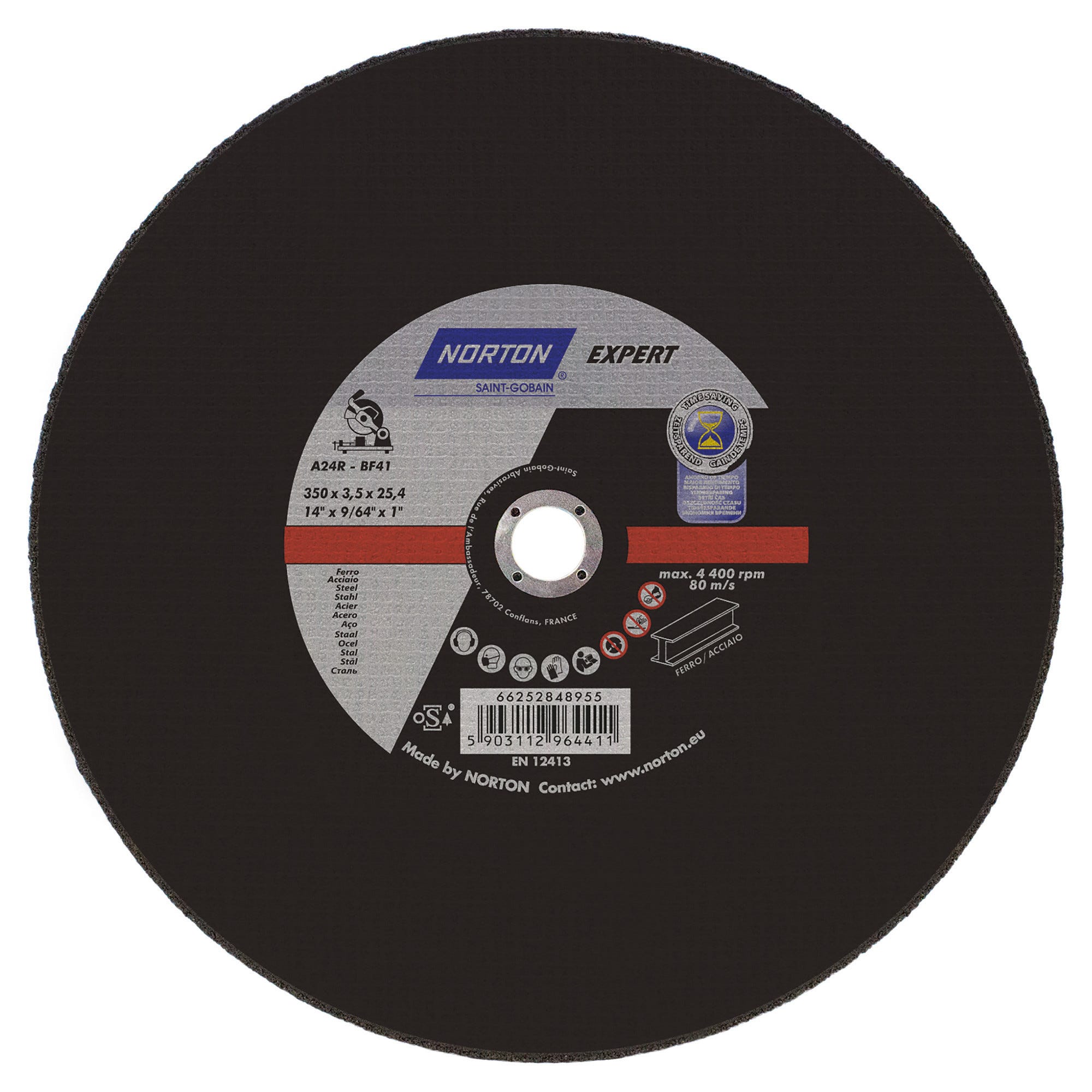 DISCO ABRASIVO NORTON EXPERT Ø350 mm SPESSORE 3,5 mm TAGLIO METALLI PER ...