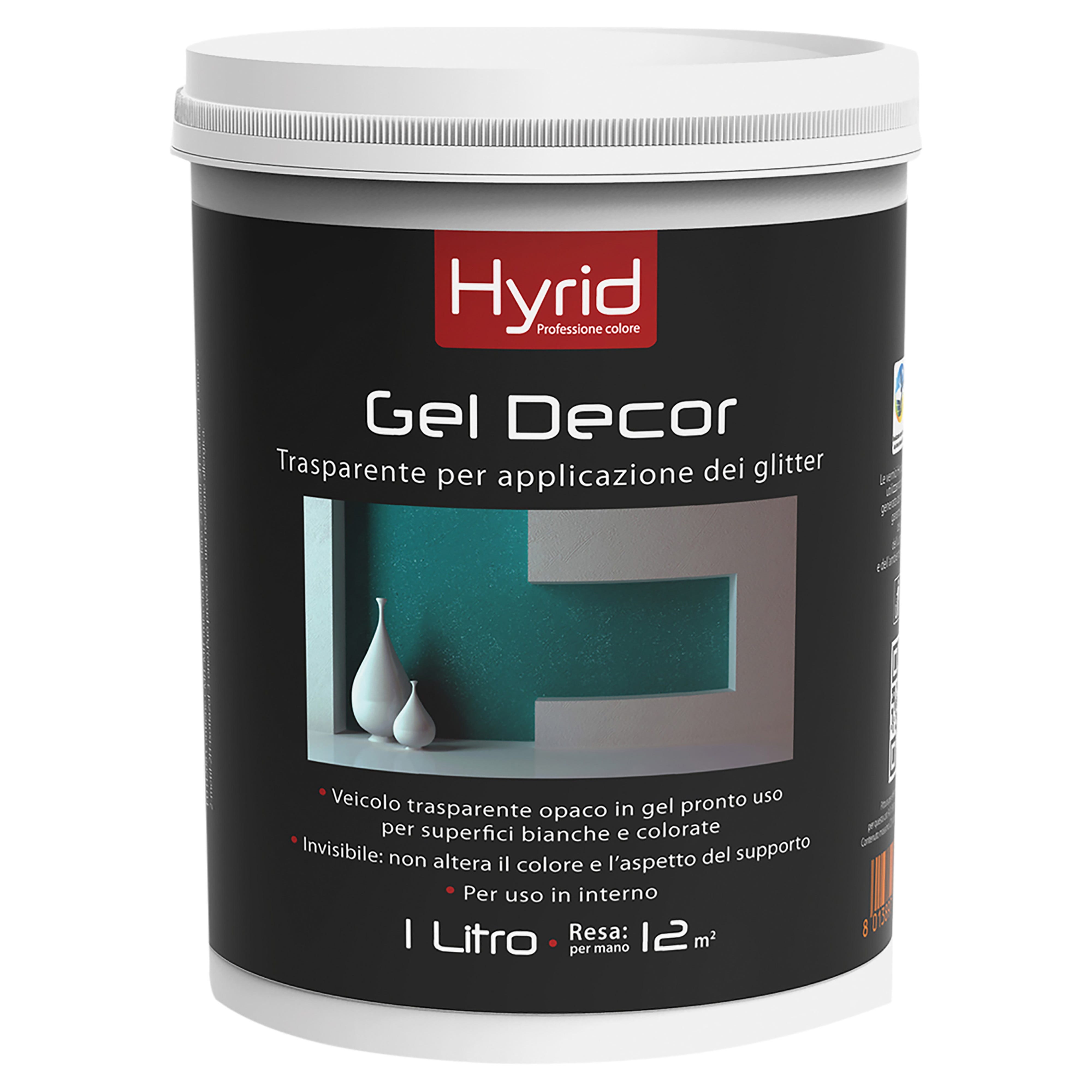 GEL TRASPARENTE DECOR HYRID 1 l PER APPLICAZIONE DI GLITTER 5-6 m² CON ...