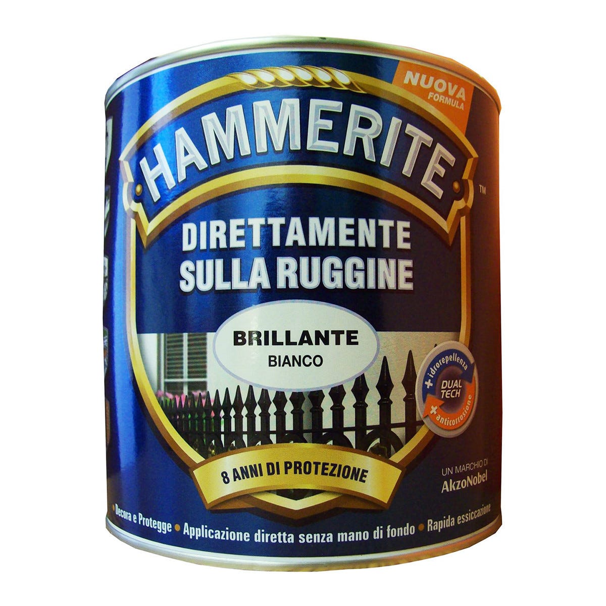 ANTIRUGGINE BRILLANTE HAMMERITE BIANCO 2 5 L FERRO E METALLO 8 10 M 