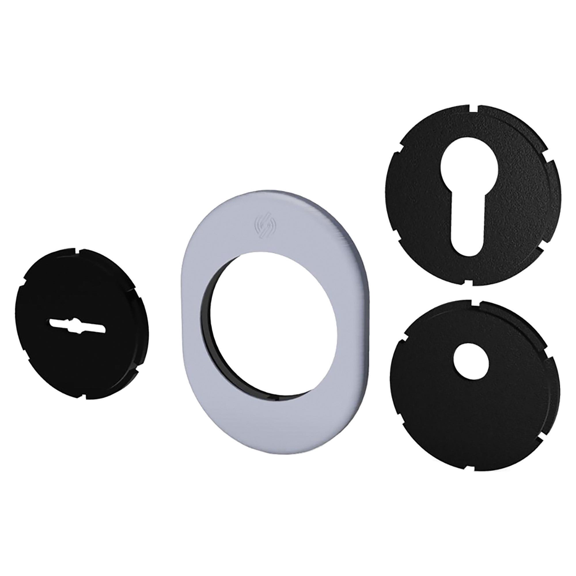 KIT MOSTRINA SECUREMME UNIVERSALE CROMO SATINATO 82x62mm PER PORTE BLINDATE