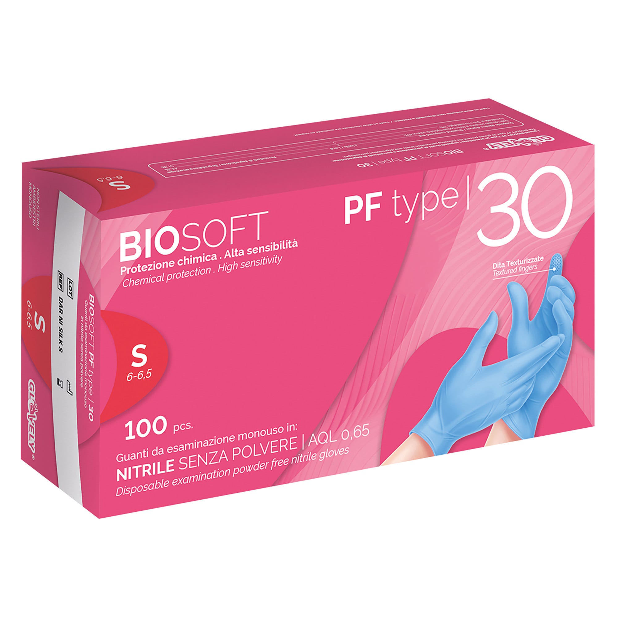 100 GUANTI MONOUSO BIOSOFT PF IN NITRILE BLU LEGGERO TAGLIA S SENZA ...
