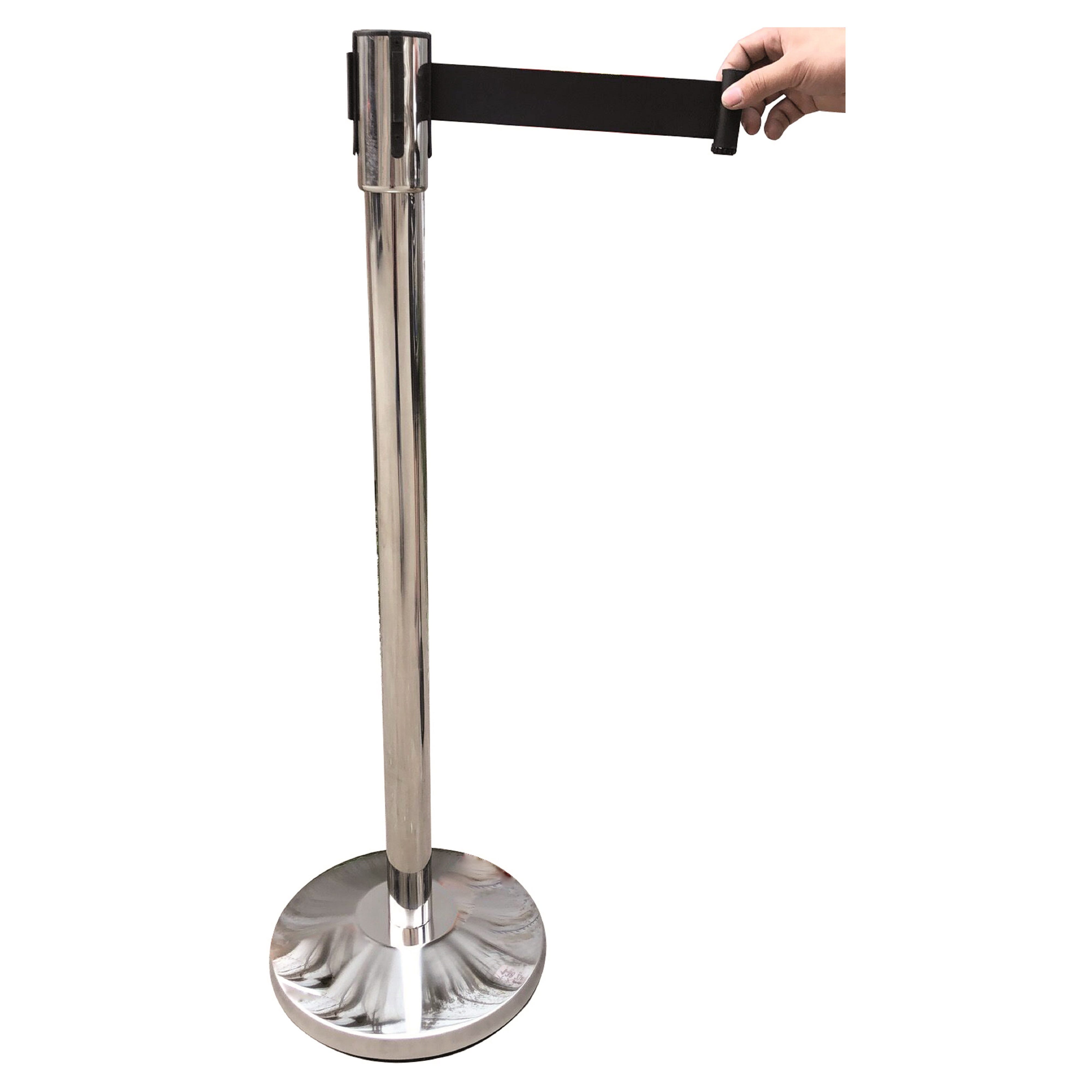 COLONNINA SEPARATORE A NASTRO NERO PALO INOX H 91 cm DIAMETRO 5 cm ...