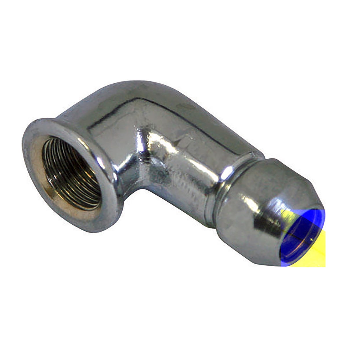 RACCORDO BICONO OTTONE CROMATO GOMITO CON FLANGIA F 1/2'' x Ø 12 mm