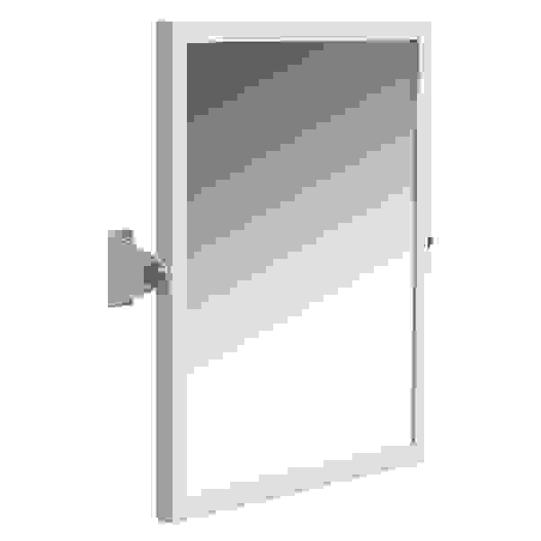 SPECCHIO BASCULANTE CON CORNICE IN ACCIAIO LACCATA BIANCA 60x65 cm