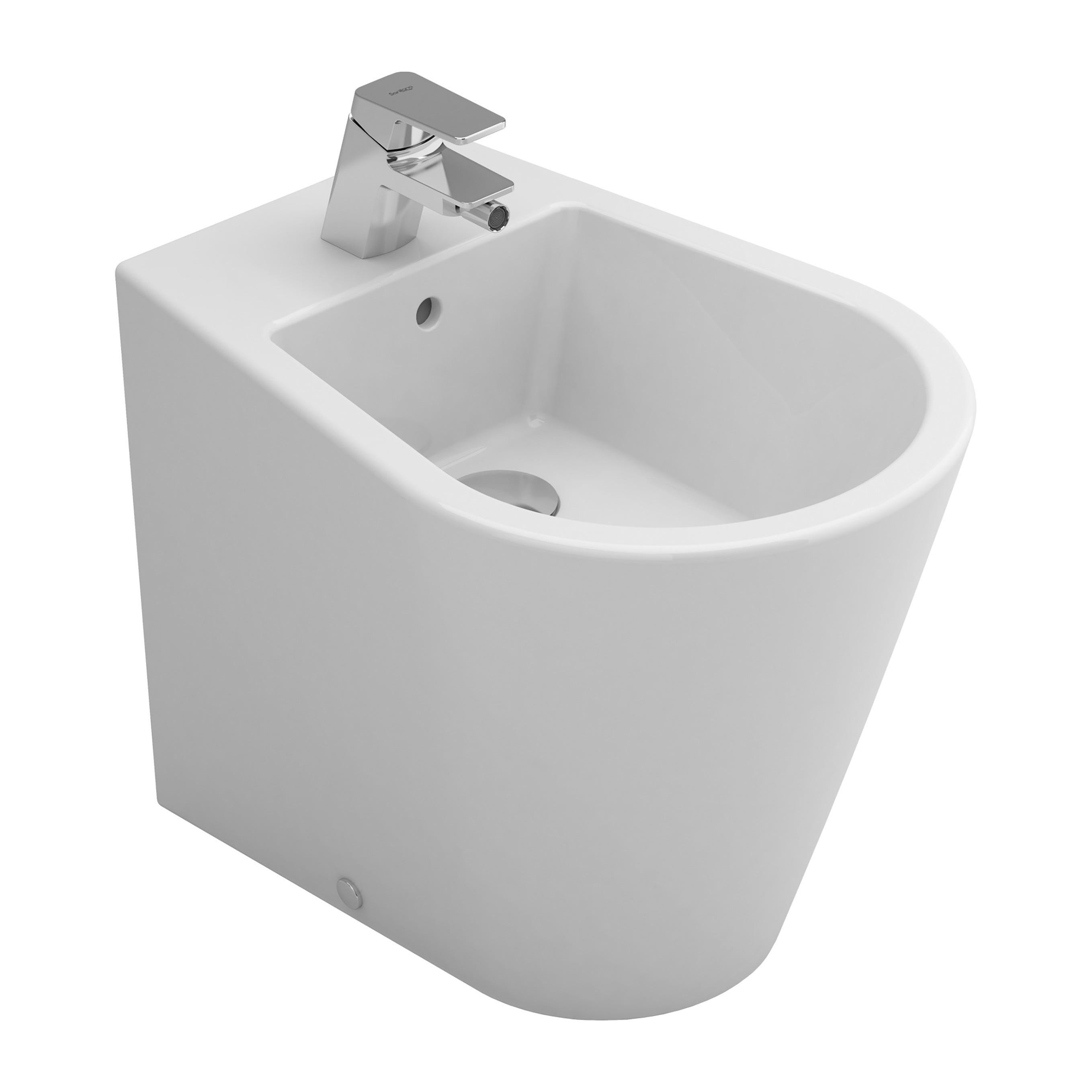 BIDET SANITANA SERIE GLAM FILO MURO A TERRA IN CERAMICA BIANCA